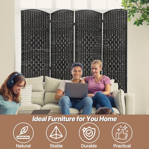 YRLLENSDAN 4 Panel Room Dividers Folding Privacy Screens 6FT Tall Wall ...