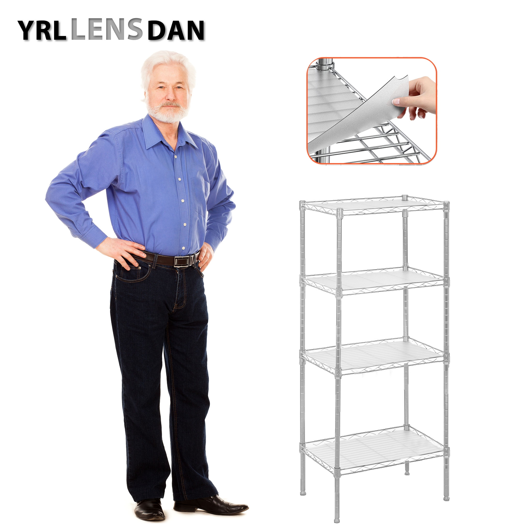 YRLLENSDAN Small Shelf for Small Space 4 Tier Narrow Shelving Unit ...