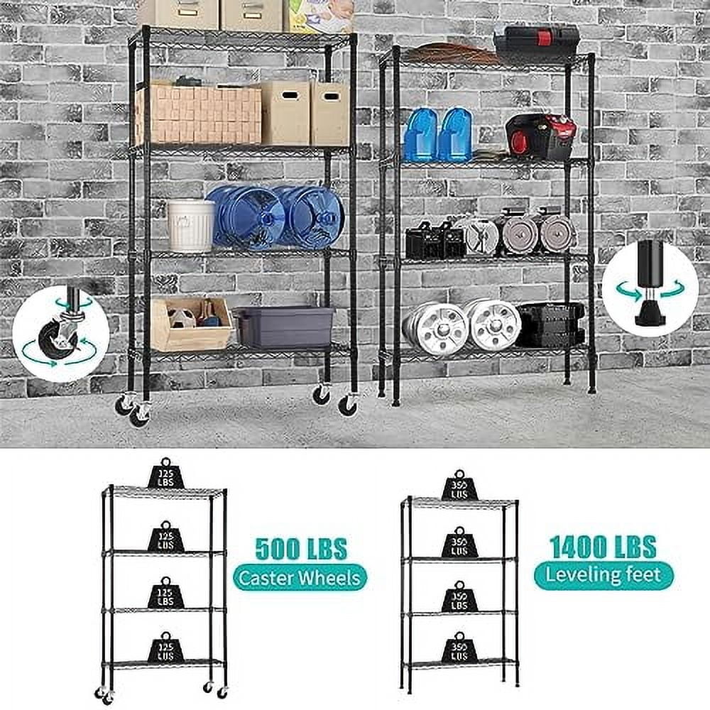 YRLLENSDAN 4-Tier Storage Shelves Organizer with Wheels NSF Wire ...