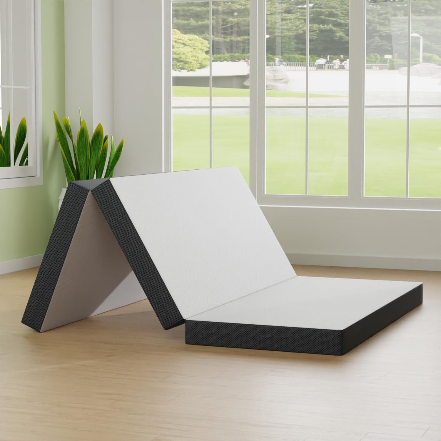 YRLLENSDAN 4" Trifold Memory Foam Mattress, Foldable Mattress Queen ...