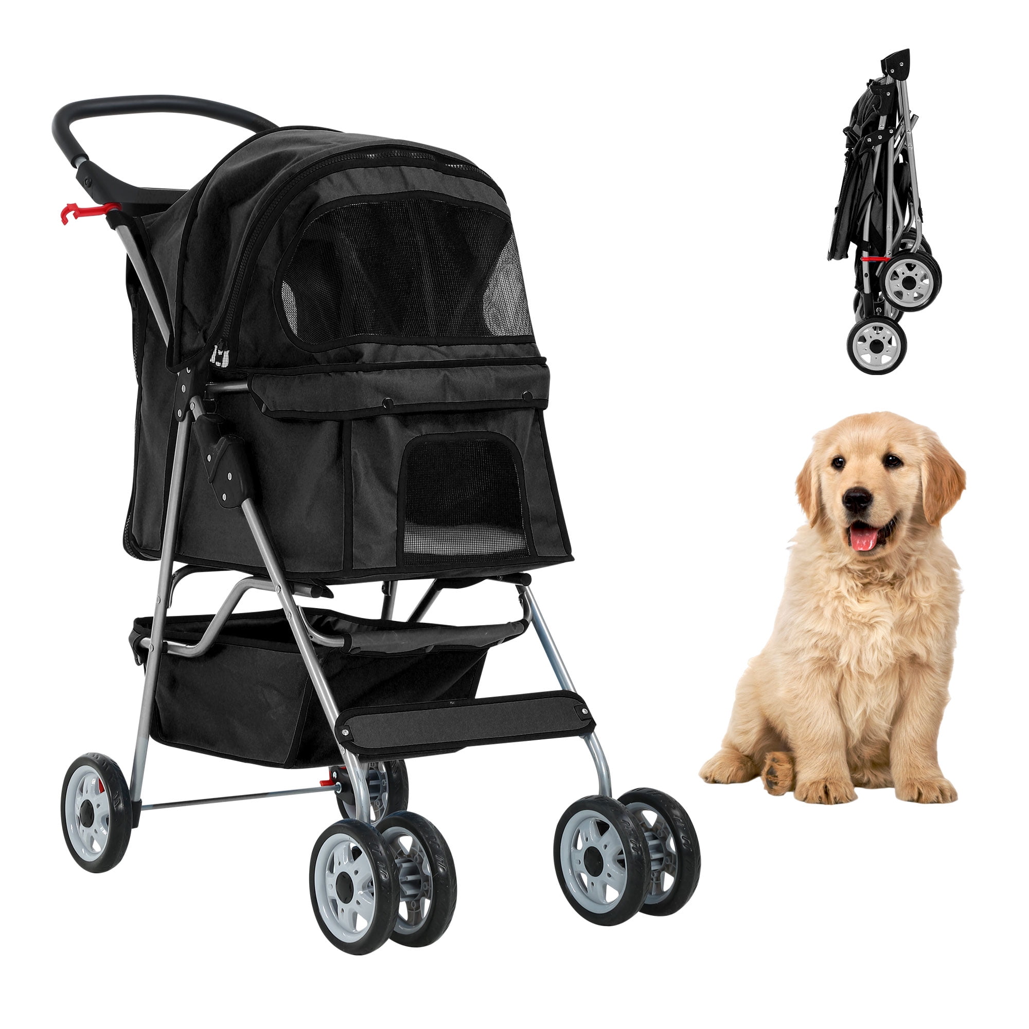 YRLLENSDAN 4 Wheels Dog Strollers Pet Strollers Cat Strollers with Cup ...