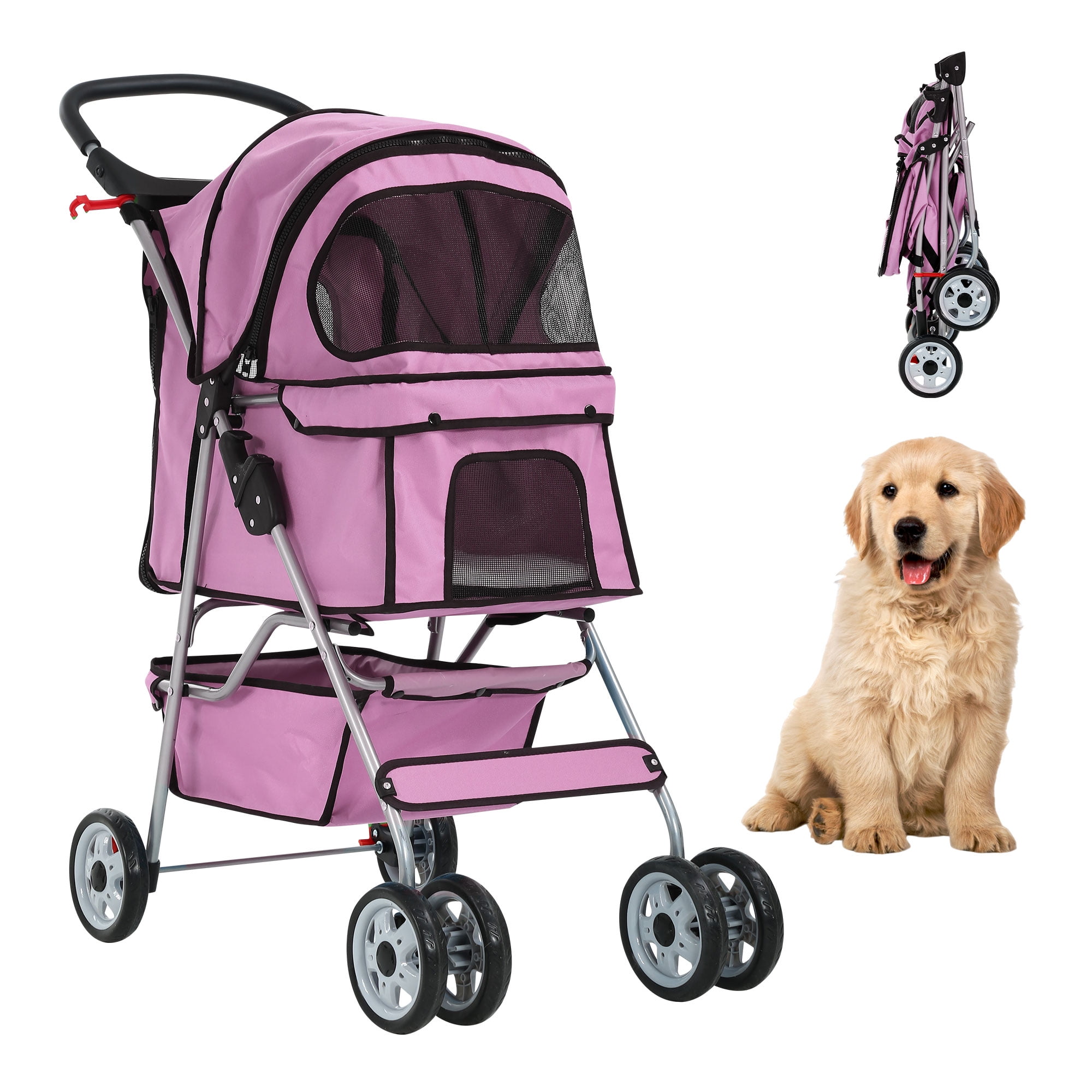 YRLLENSDAN 4 Wheels Dog Strollers Pet Strollers Cat Strollers with Cup ...
