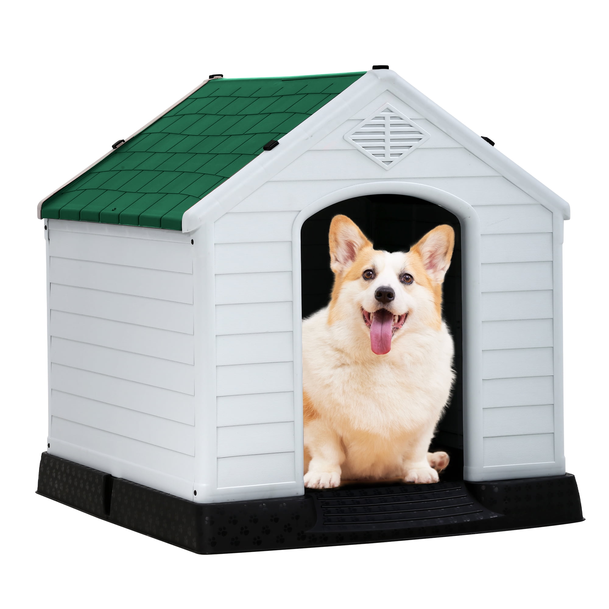 YRLLENSDAN Large Weatherproof Outside Dog House, 41/35/27 inch Plastic ...