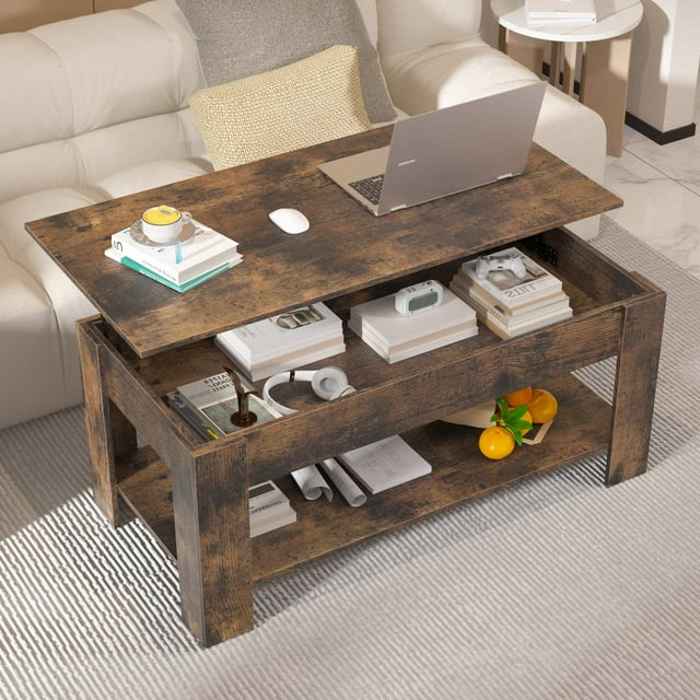 YRLLENSDAN 47.2 Inch Lift Top Coffee Table with Hidden Storage, Ideal ...