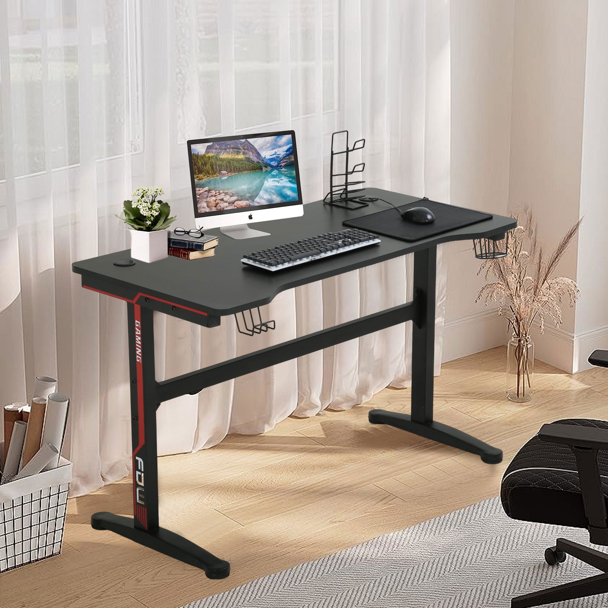YRLLENSDAN 47/55 Inch Computer Desk Gaming Desk Writing Desk Office ...