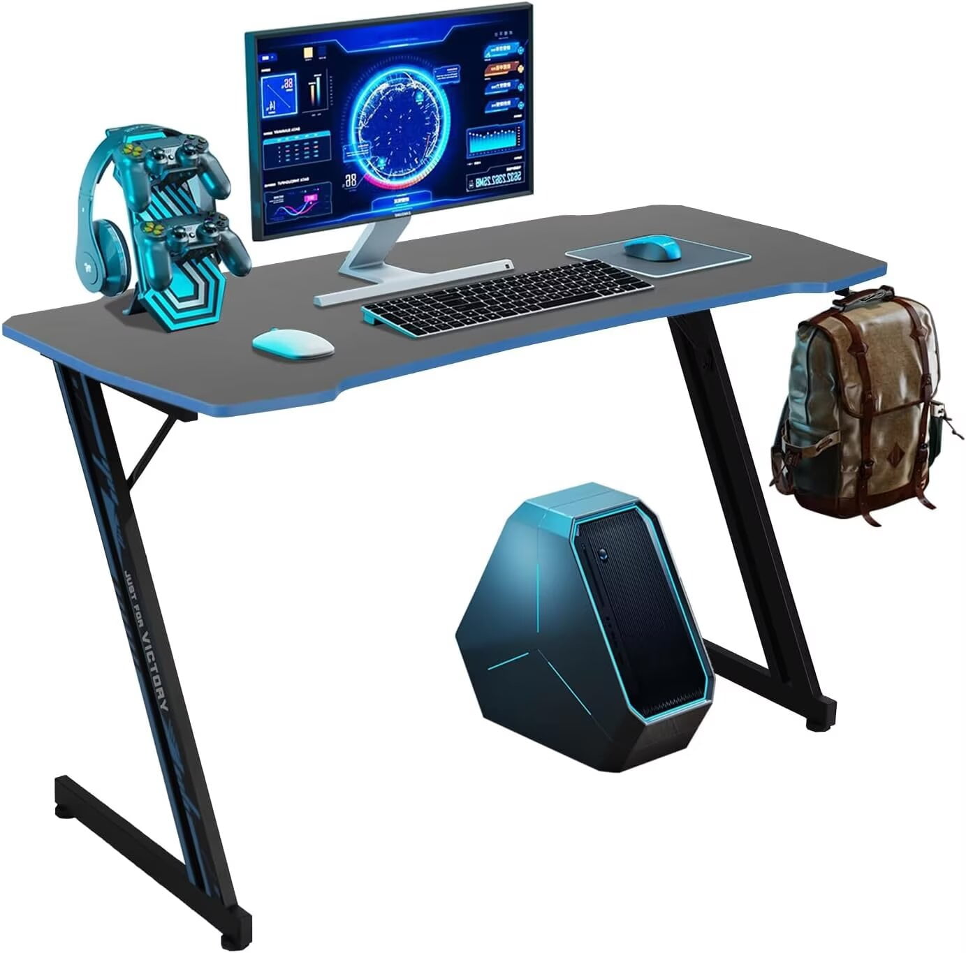 YRLLENSDAN 47 In Z Shaped Workstation Gaming Desks, Ergonomic Game ...