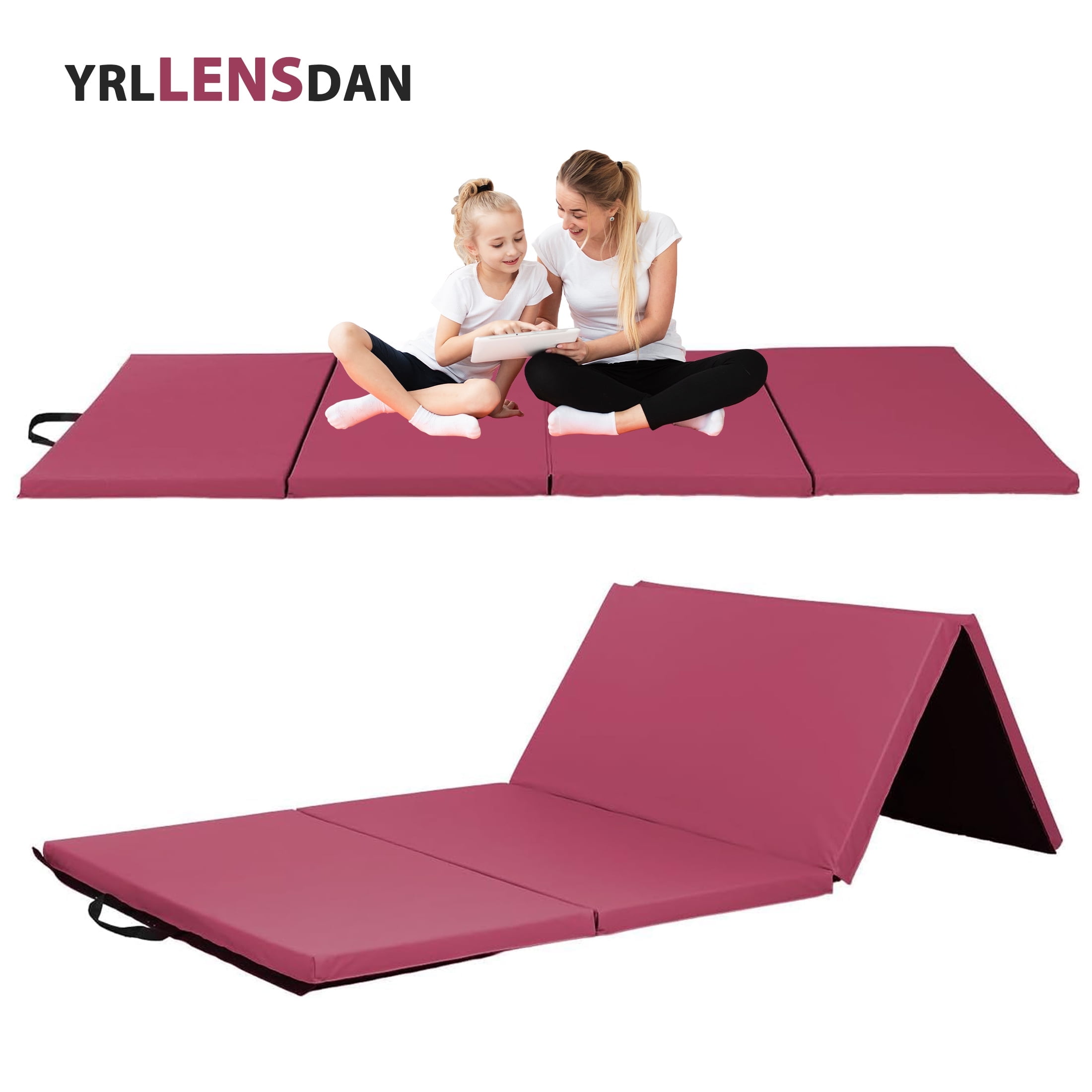 YRLLENSDAN Large Gymnastics Mat Folding Gym Mat for Kids Leather ...