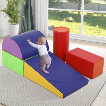 Best Choice Products 5-Piece Kids Climb & Crawl Soft Foam Block Playset ...