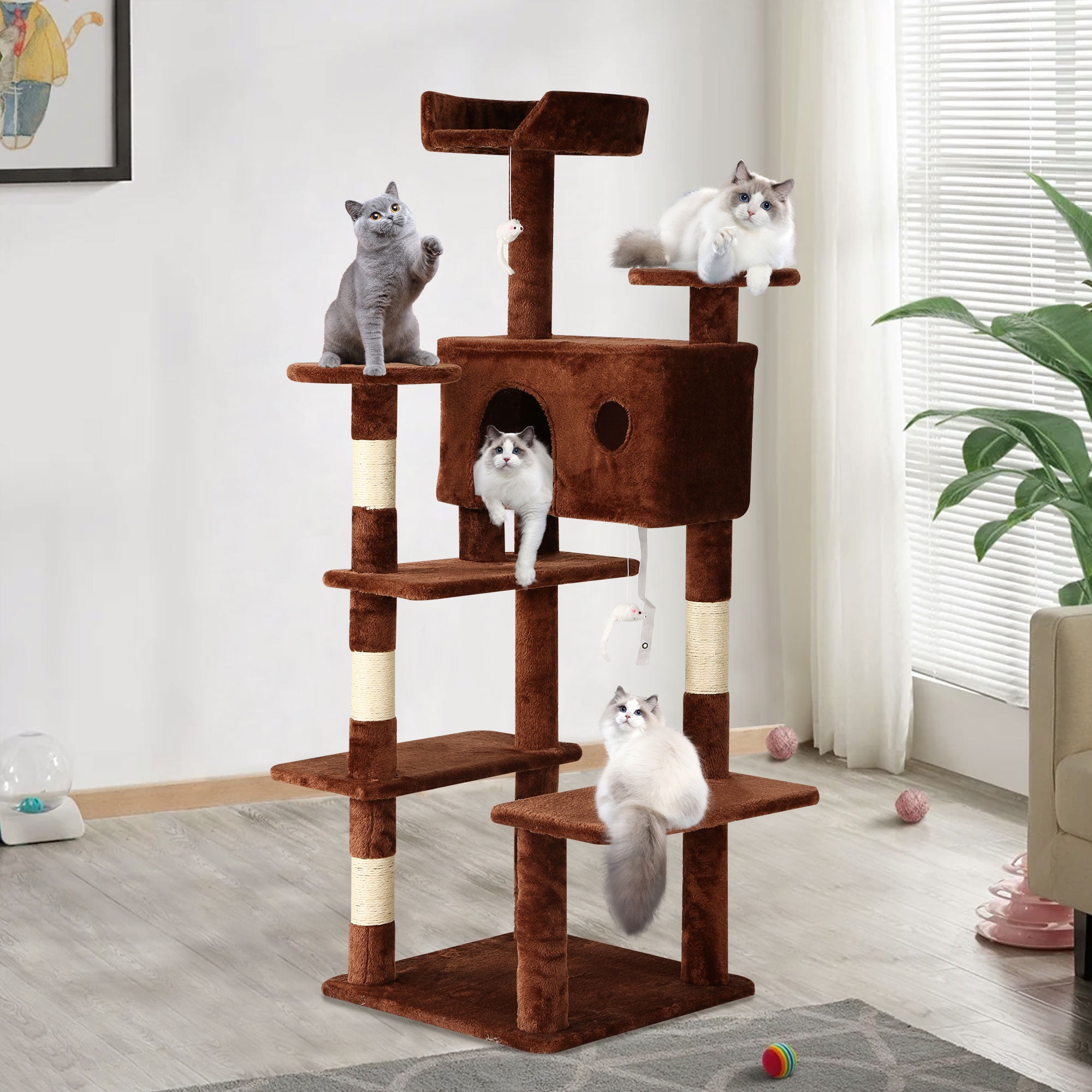 YRLLENSDAN 54in Cat Tree Tower with Cat Scratching Post,Multi-Level Cat ...