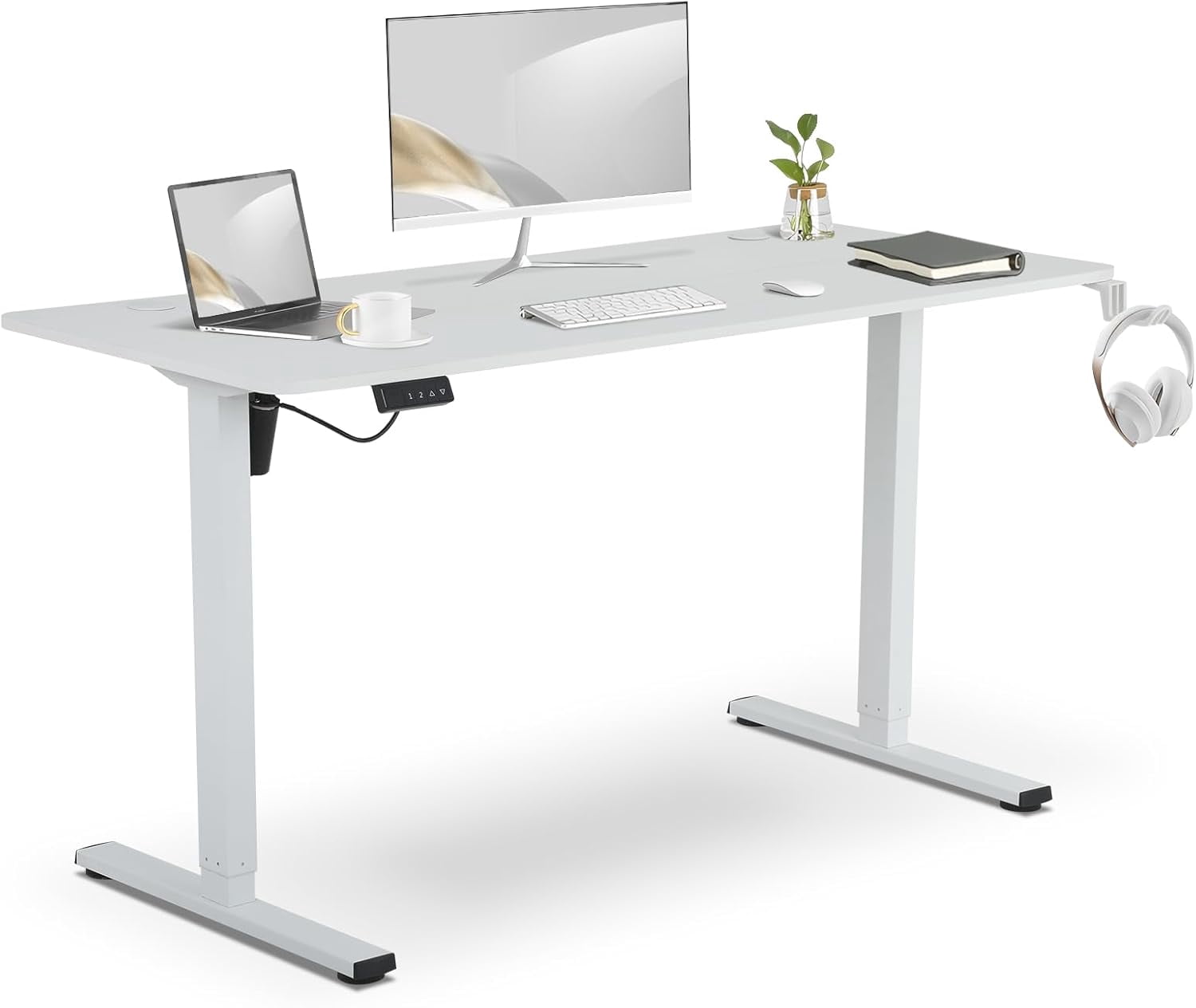 YRLLENSDAN 55 x 24 Inch Electric Adjustable Height Desk Ergonomic ...