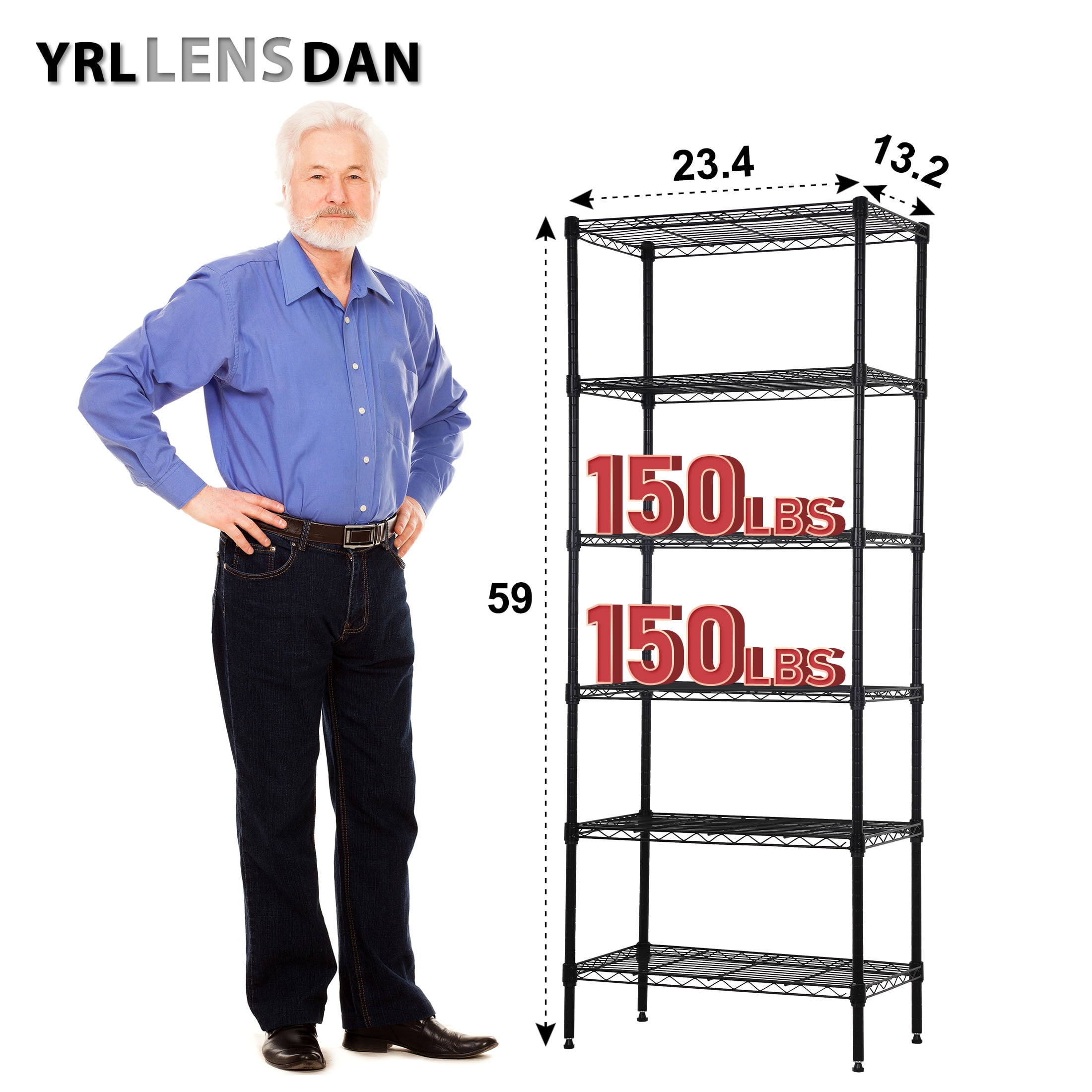 YRLLENSDAN Wire Shelving Rack,Metal Storage Shelf,Utility Shelf,Pantry ...