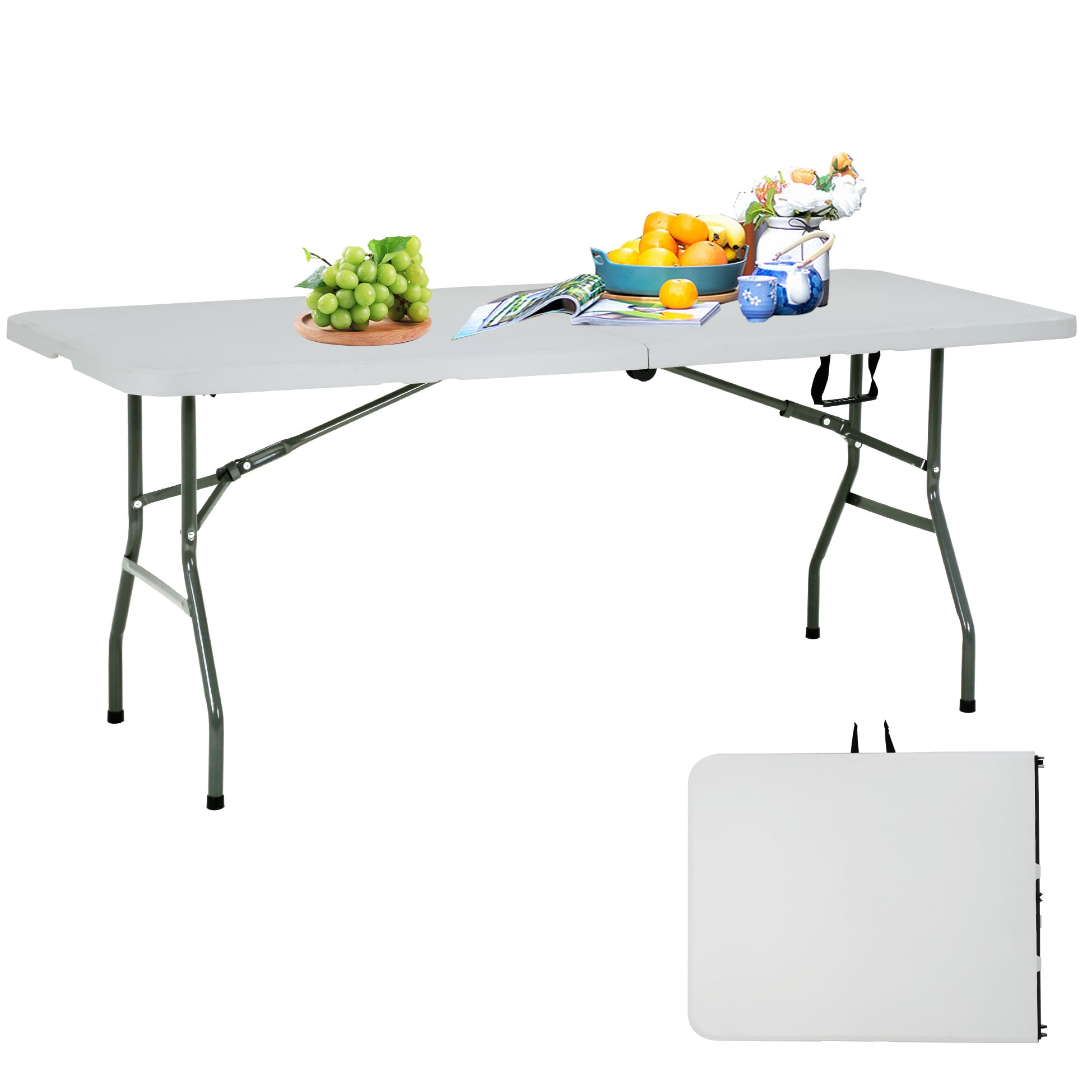 YRLLENSDAN 6FT Folding Table, Folding Banquet Table Collapsible Table ...