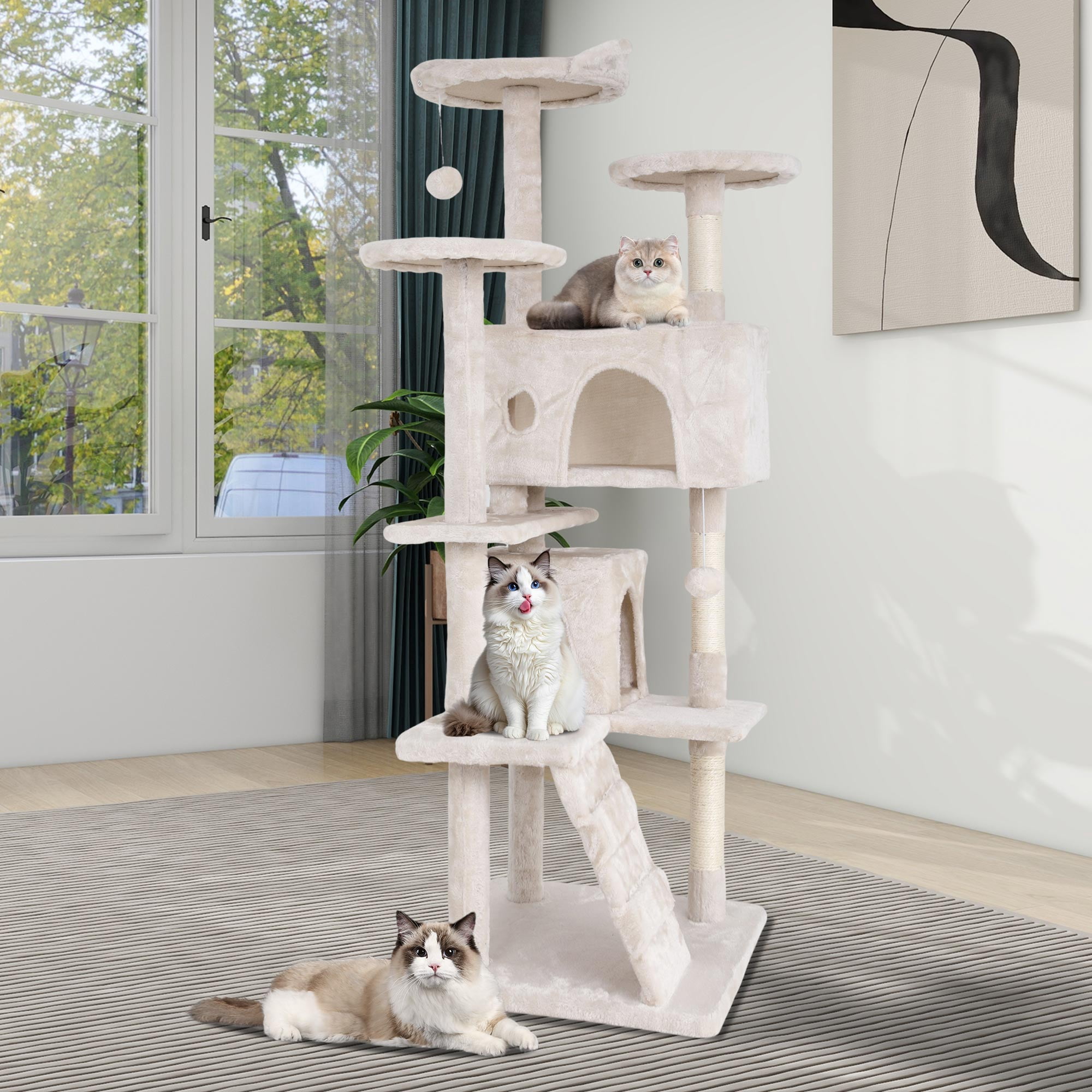 YRLLENSDAN 70in Large Climbing Kitty Cat Tree Tower, Multi-Level ...