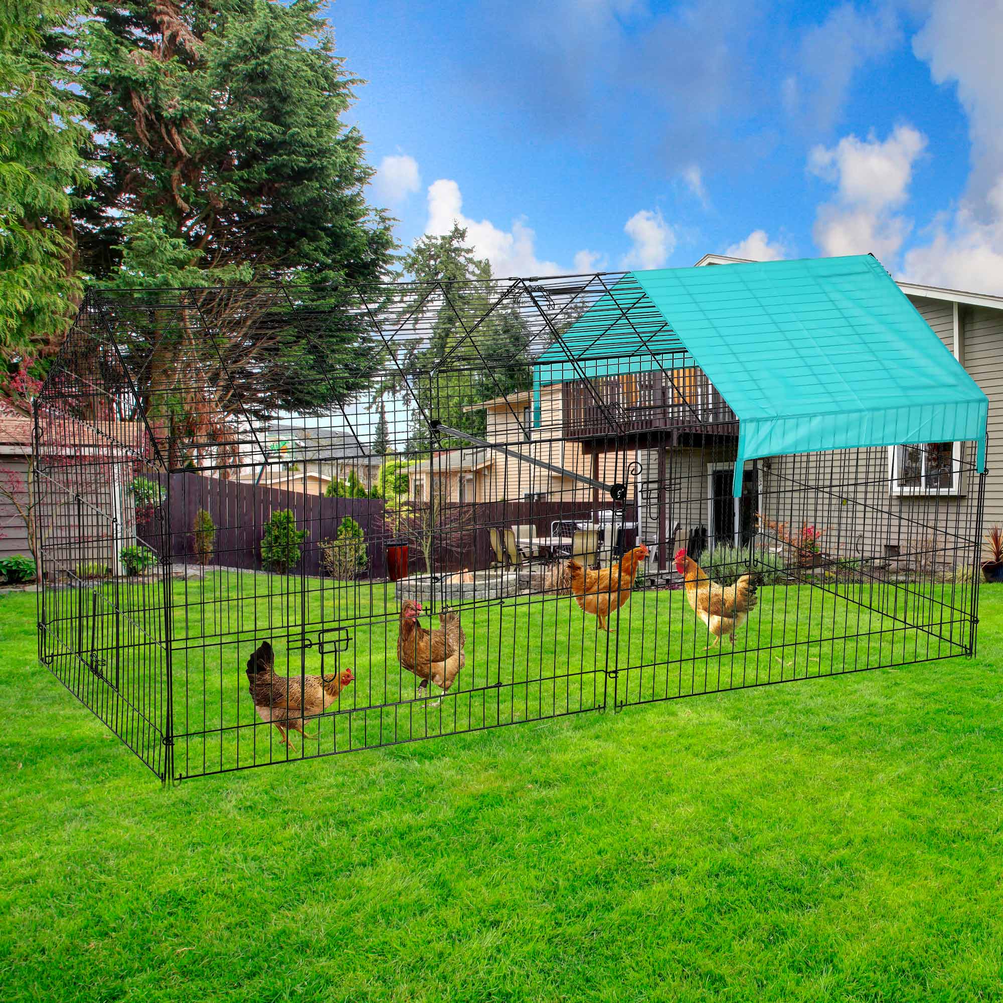YRLLENSDAN 87" x 41" Metal Chicken Coops, Chicken Pen Chicken Cage ...