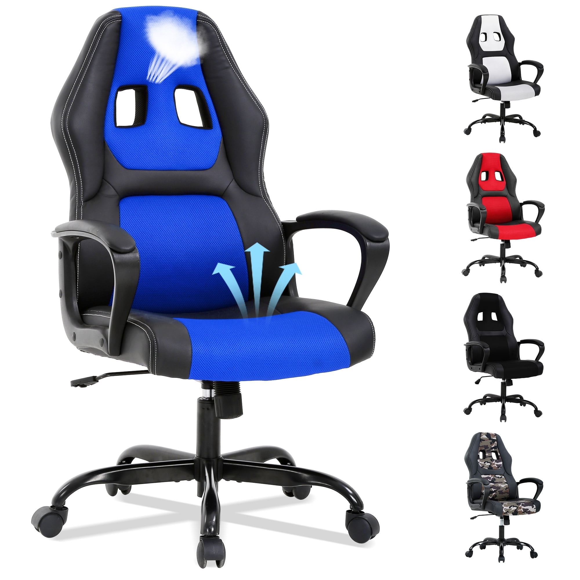 YRLLENSDAN Ergonomic Blue Gaming Chair, Adjustable Office Computer Desk ...