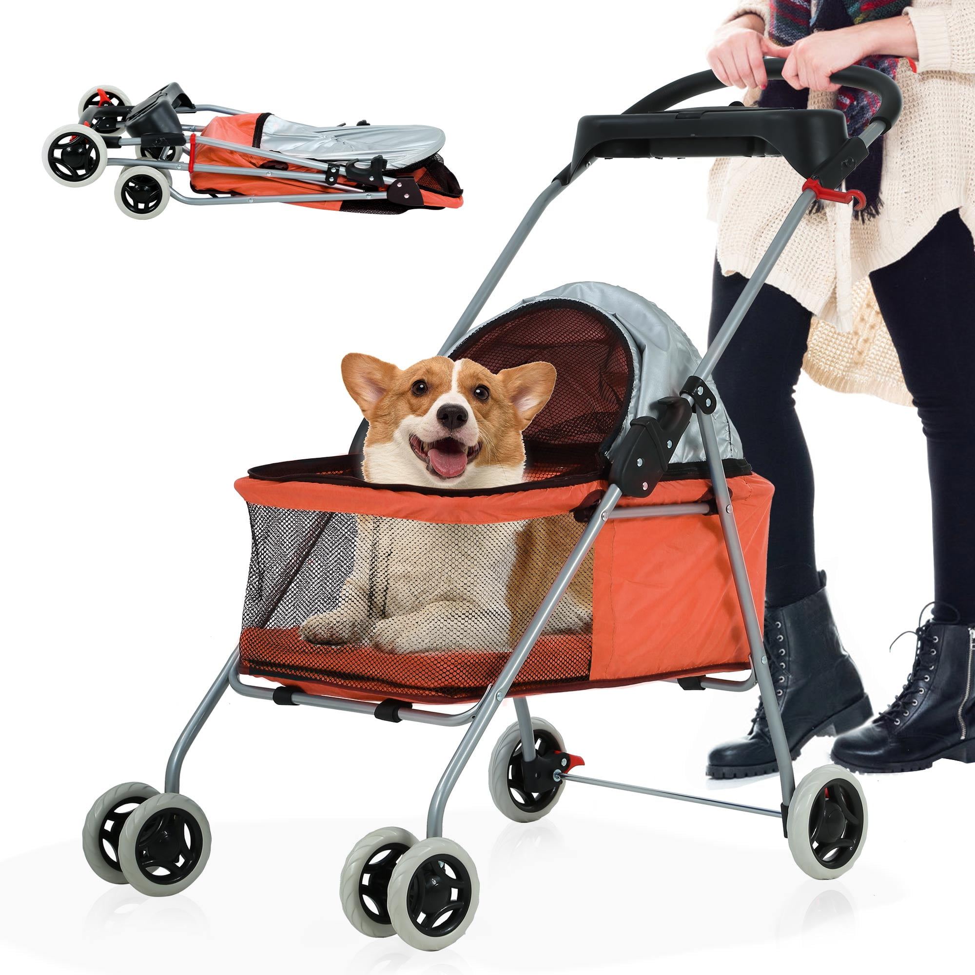YRLLENSDAN Dog Stroller for Small Dogs 35 lbs Cat Stroller Pet ...
