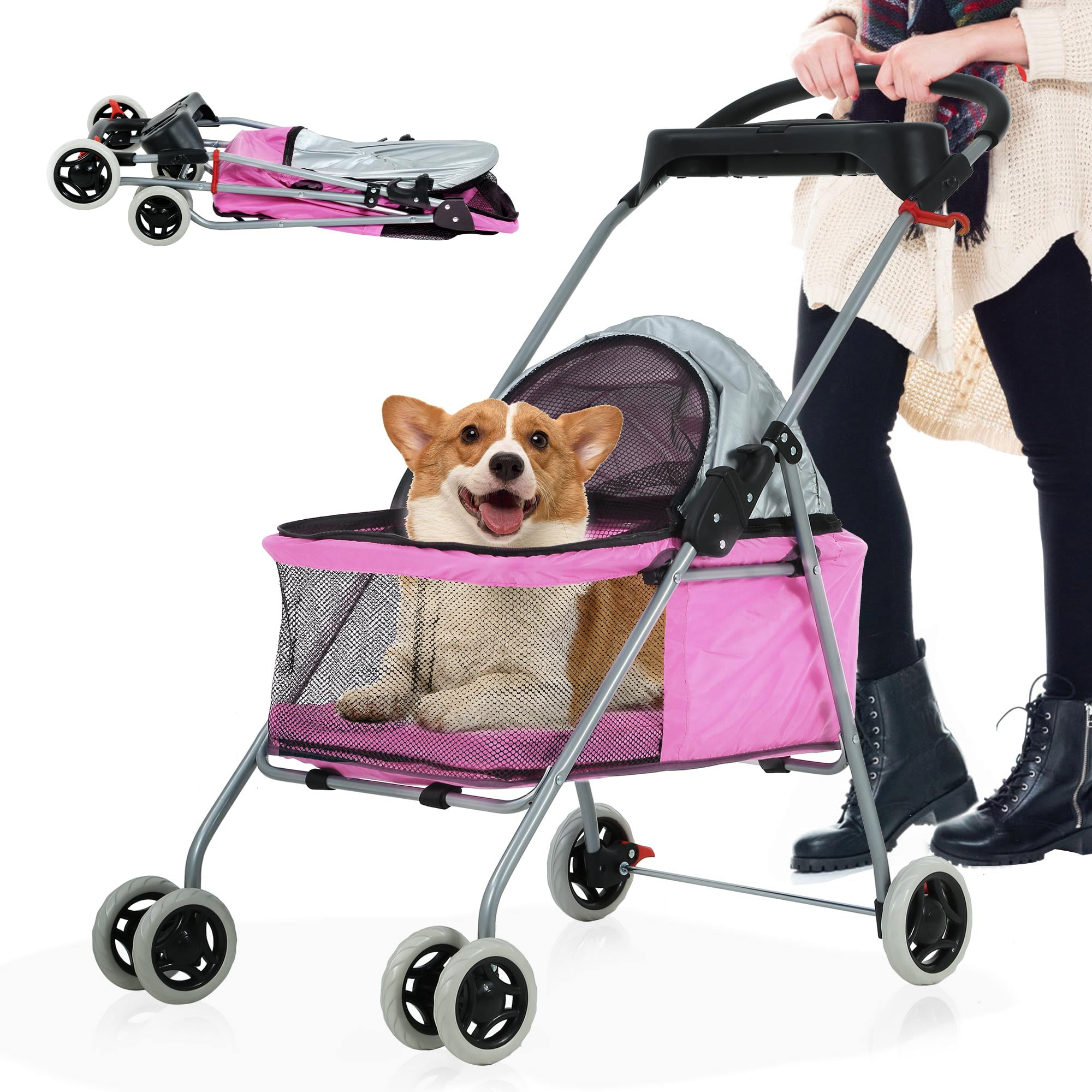 YRLLENSDAN Dog Stroller for Small Dogs 35 lbs Cat Stroller Pet ...