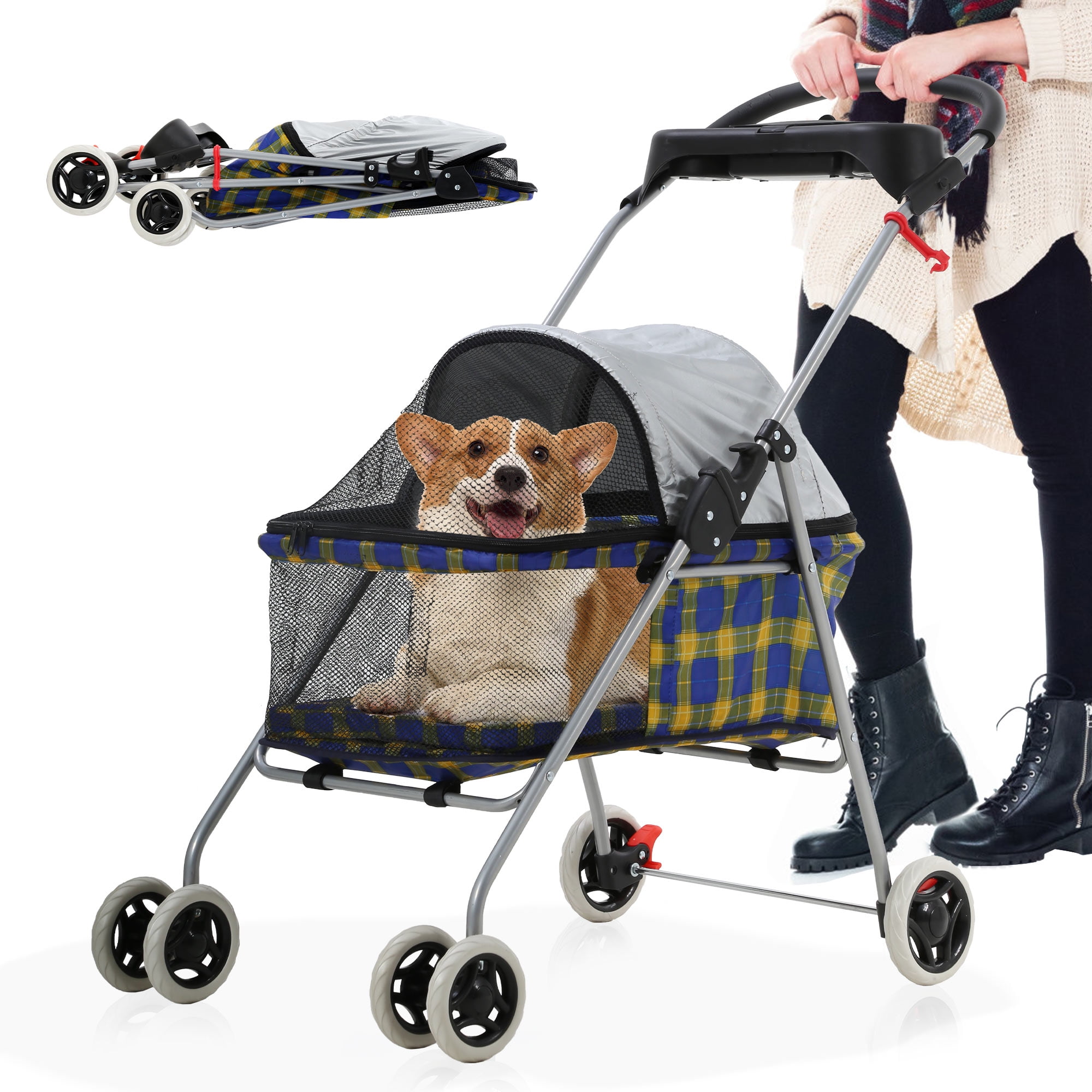 YRLLENSDAN Dog Stroller for Small Dogs 35 lbs Cat Stroller Pet ...