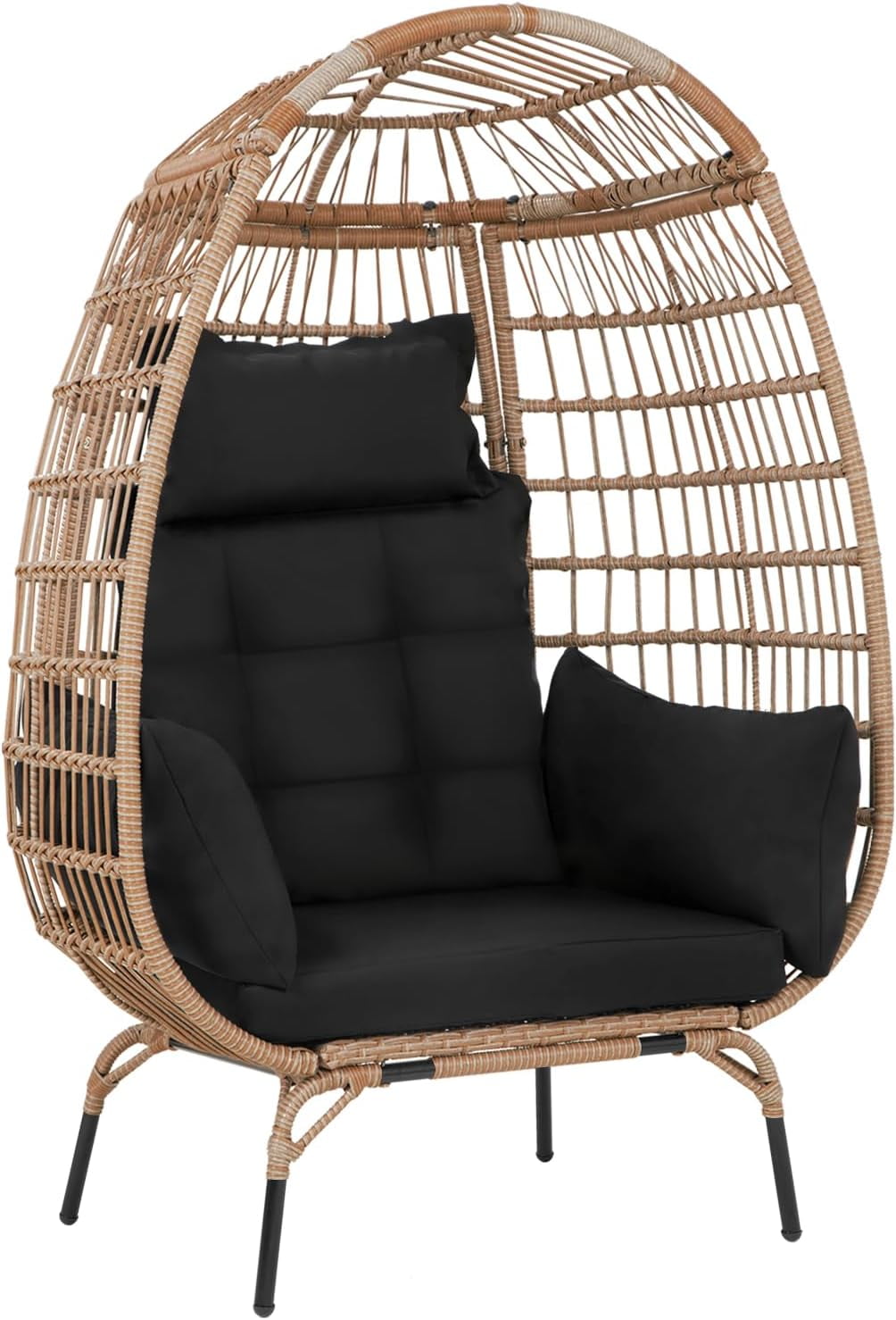 YRLLENSDAN Egg Chair Indoor Outdoor Oversized Rattan Lounge Chair with ...