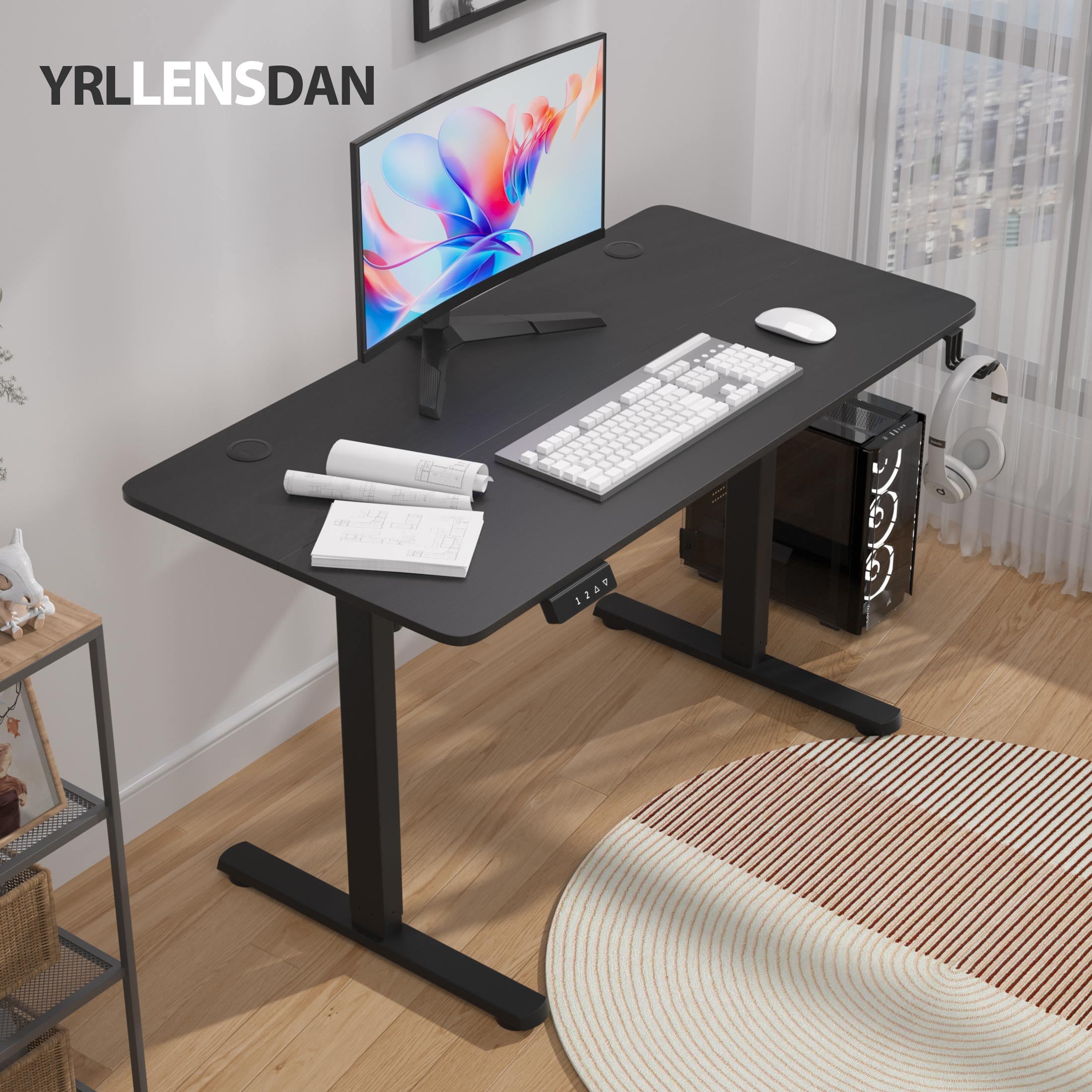 YRLLENSDAN Electric Standing Desk Adjustable Height, Rising Work Desk ...