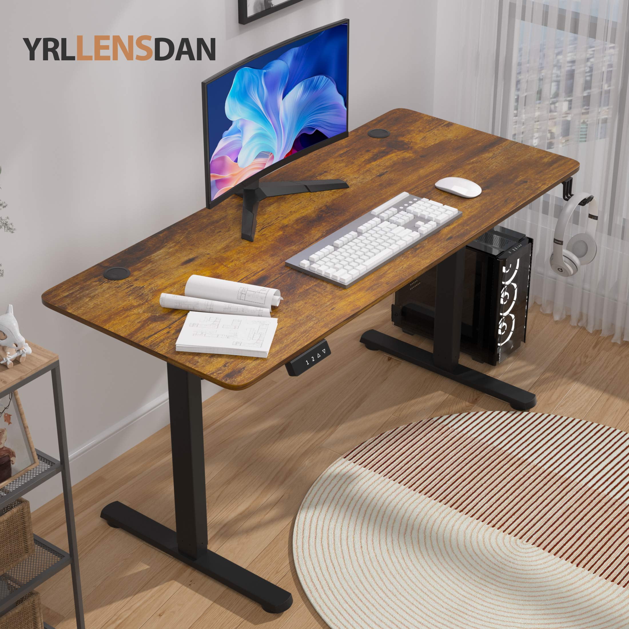 YRLLENSDAN Electric Standing Desk Adjustable Height, Rising Work Desk ...