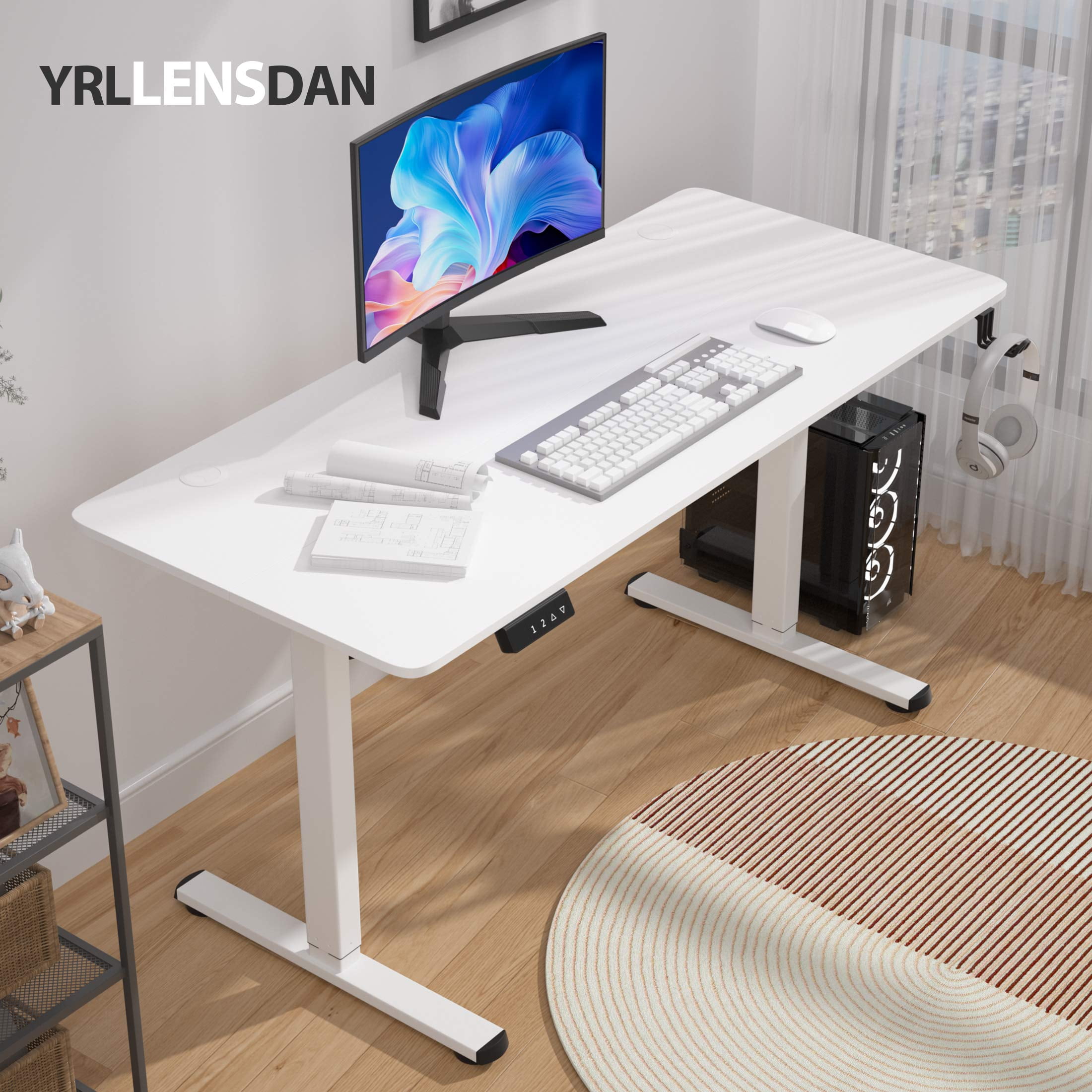 YRLLENSDAN Electric Standing Desk Adjustable Height, Rising Work Desk ...