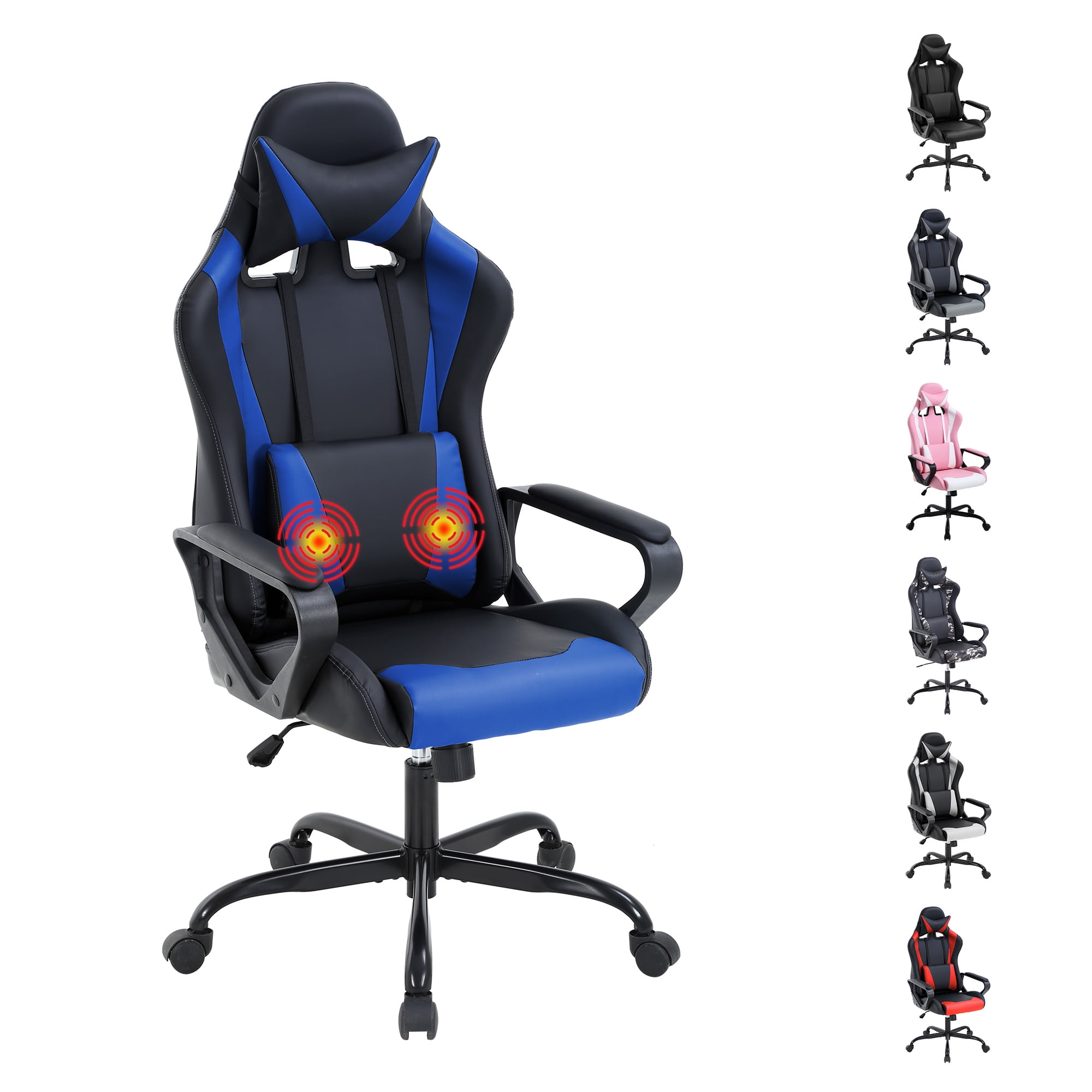 YRLLENSDAN Ergonomic Gaming Chair Video Game with Massager, Blue ...