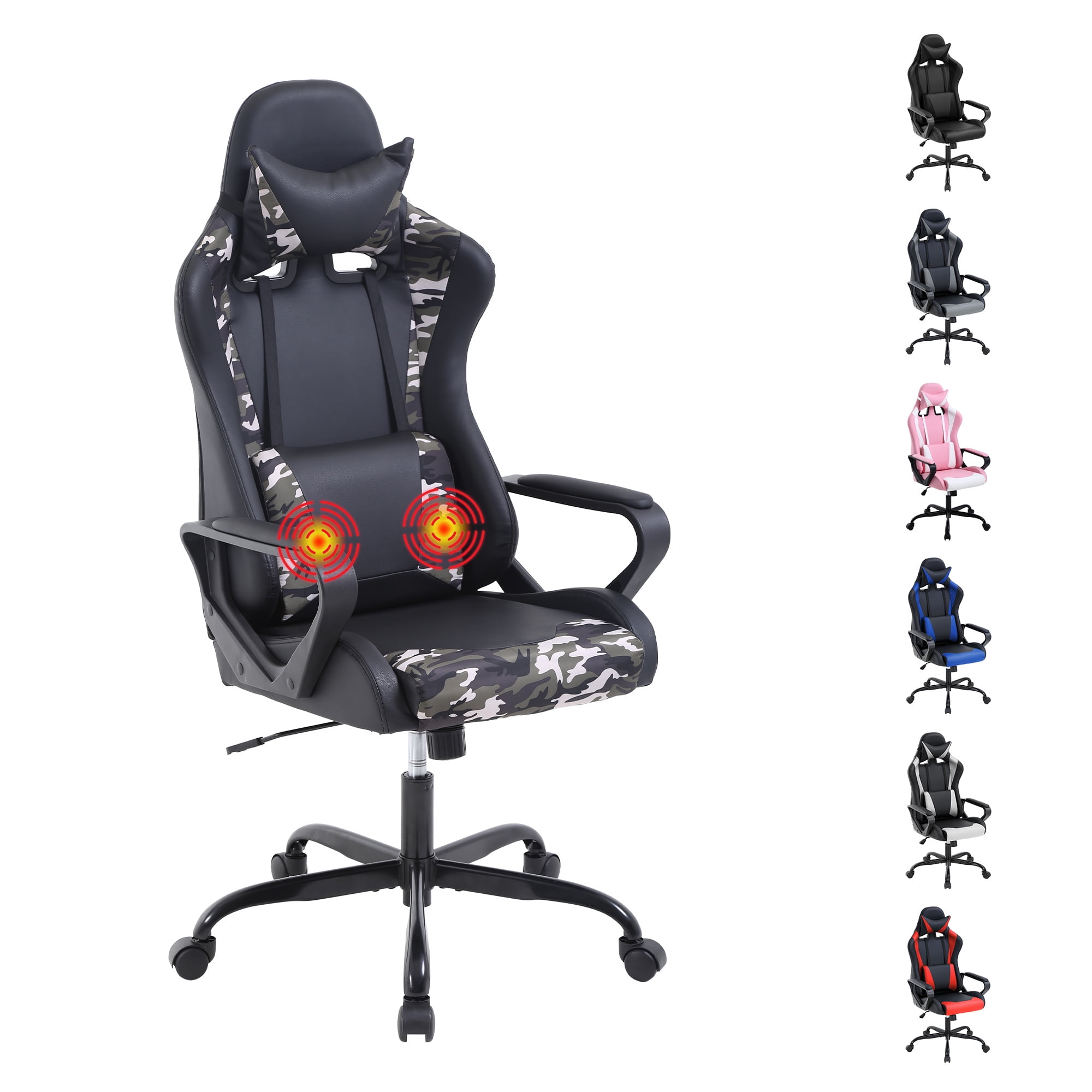 YRLLENSDAN Ergonomic Gaming Chair Video Game with Massager, Camo ...