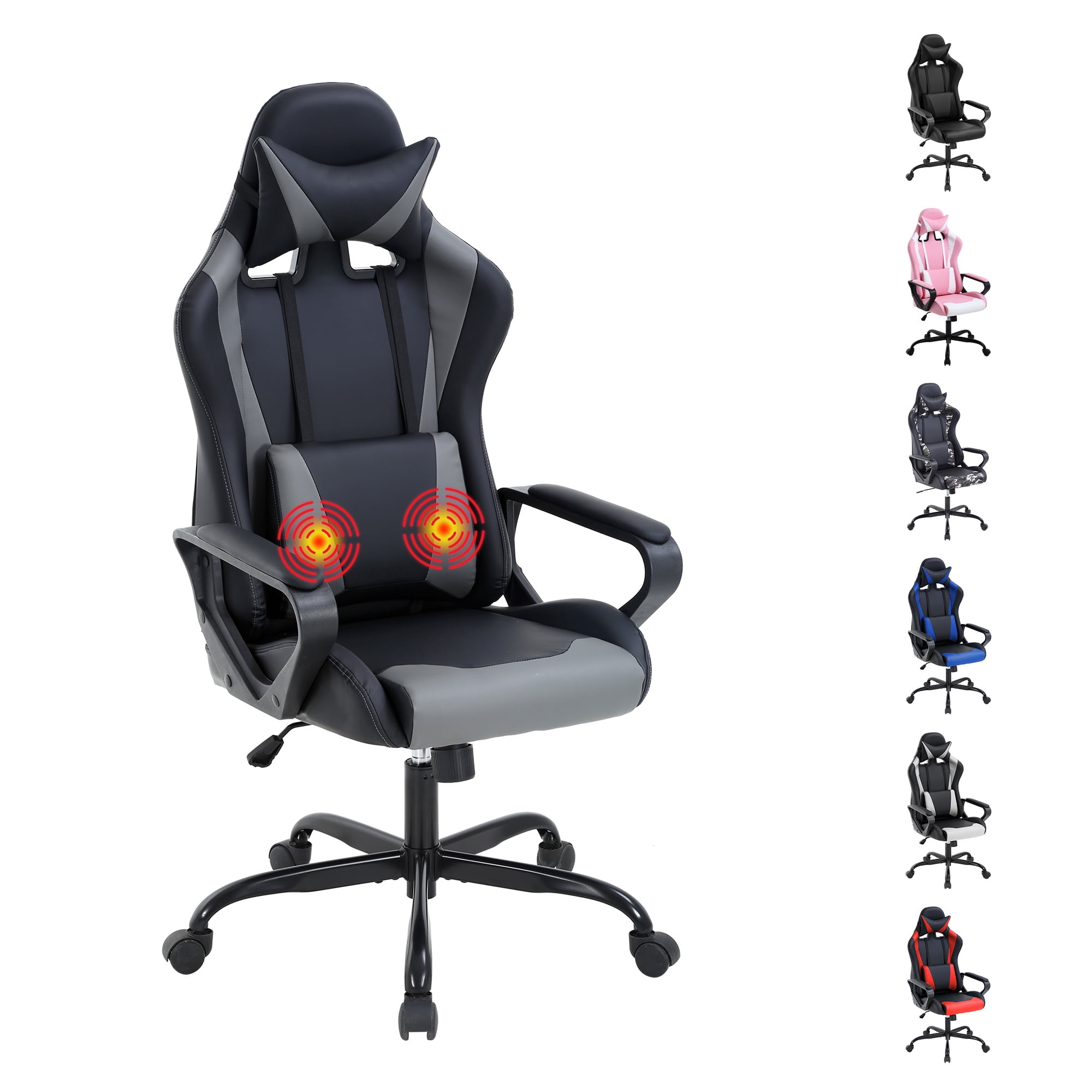 YRLLENSDAN Ergonomic Gaming Chair Video Game with Massager, Grey ...