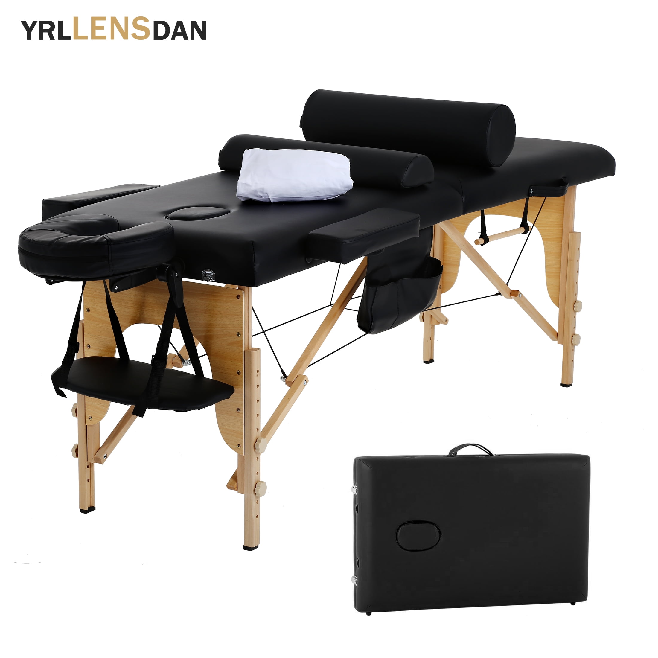 YRLLENSDAN Foldable Massage Table with Bed Cover,Bolsters and Side ...
