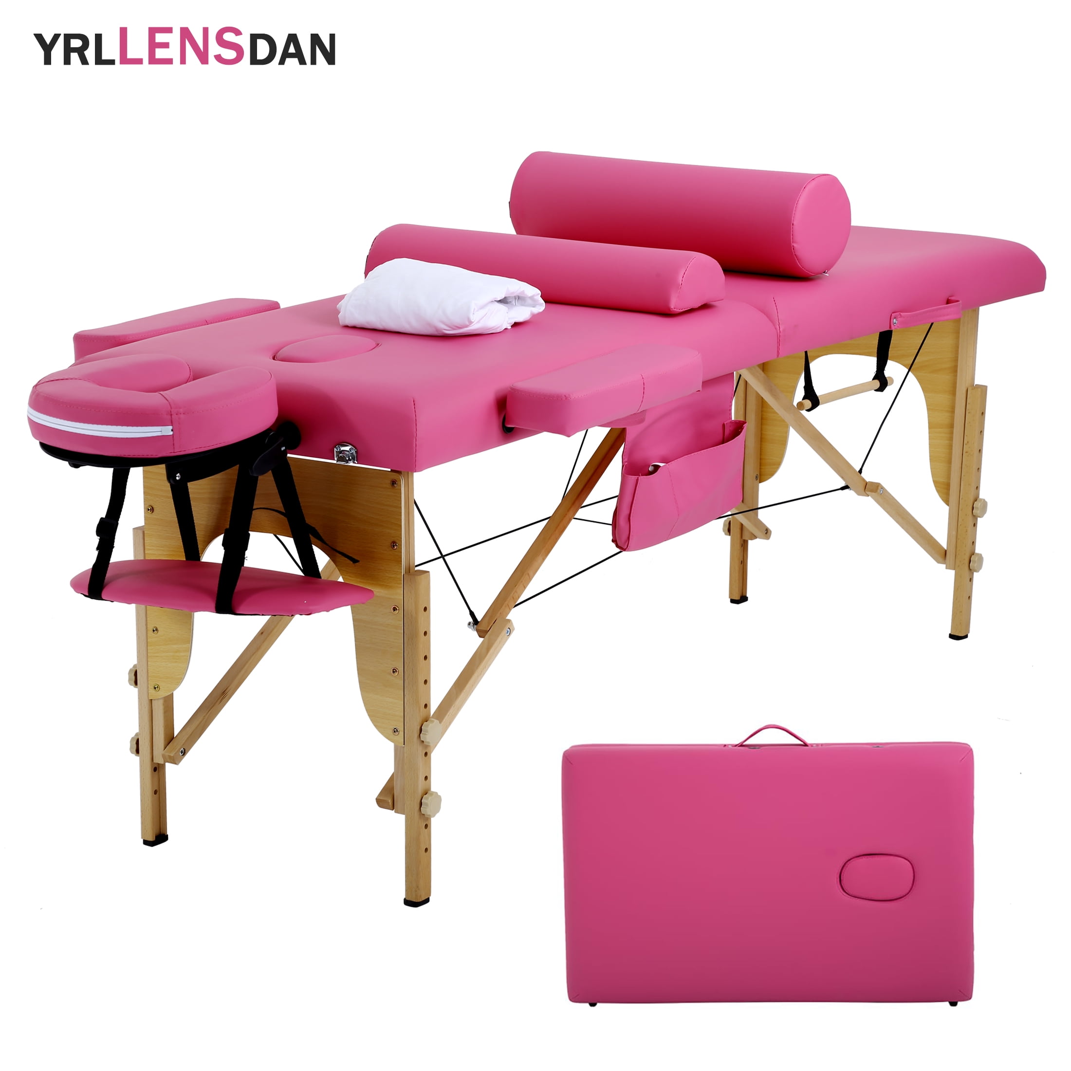 YRLLENSDAN Foldable Massage Table with Bed Cover,Bolsters and Side ...