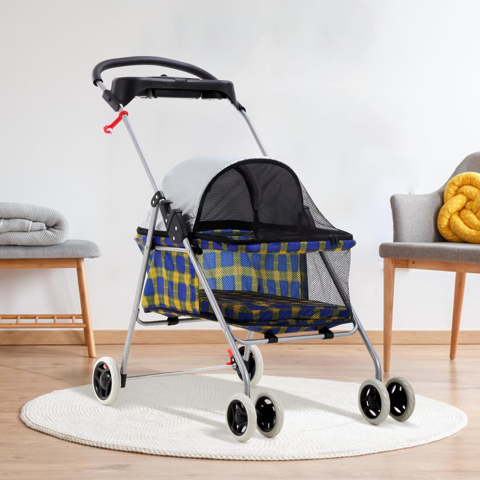 YRLLENSDAN Foldable Pet Stroller with Cup Holder for Small/Medium Pets ...