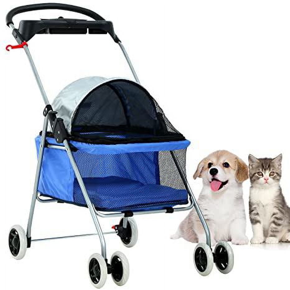 YRLLENSDAN Folding Dog Stroller, Waterproof Cat Stroller Pet Stroller 4 ...