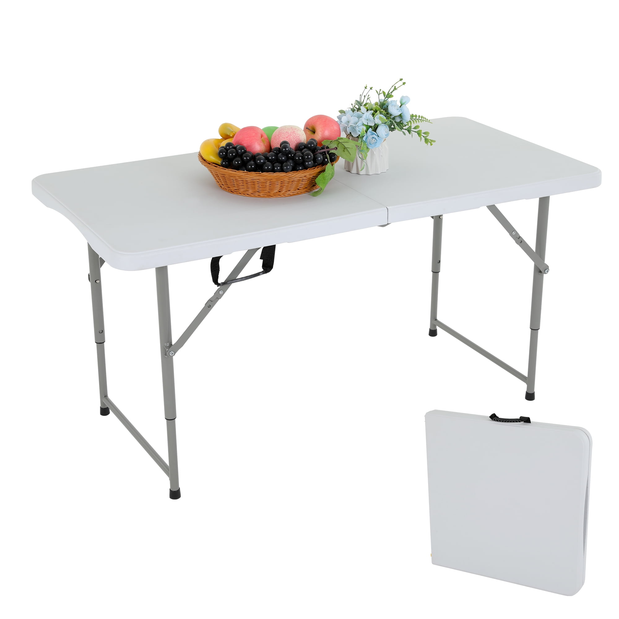 YRLLENSDAN 4FT Portable Outdoor Foldable Table with Handle, Adjustable ...