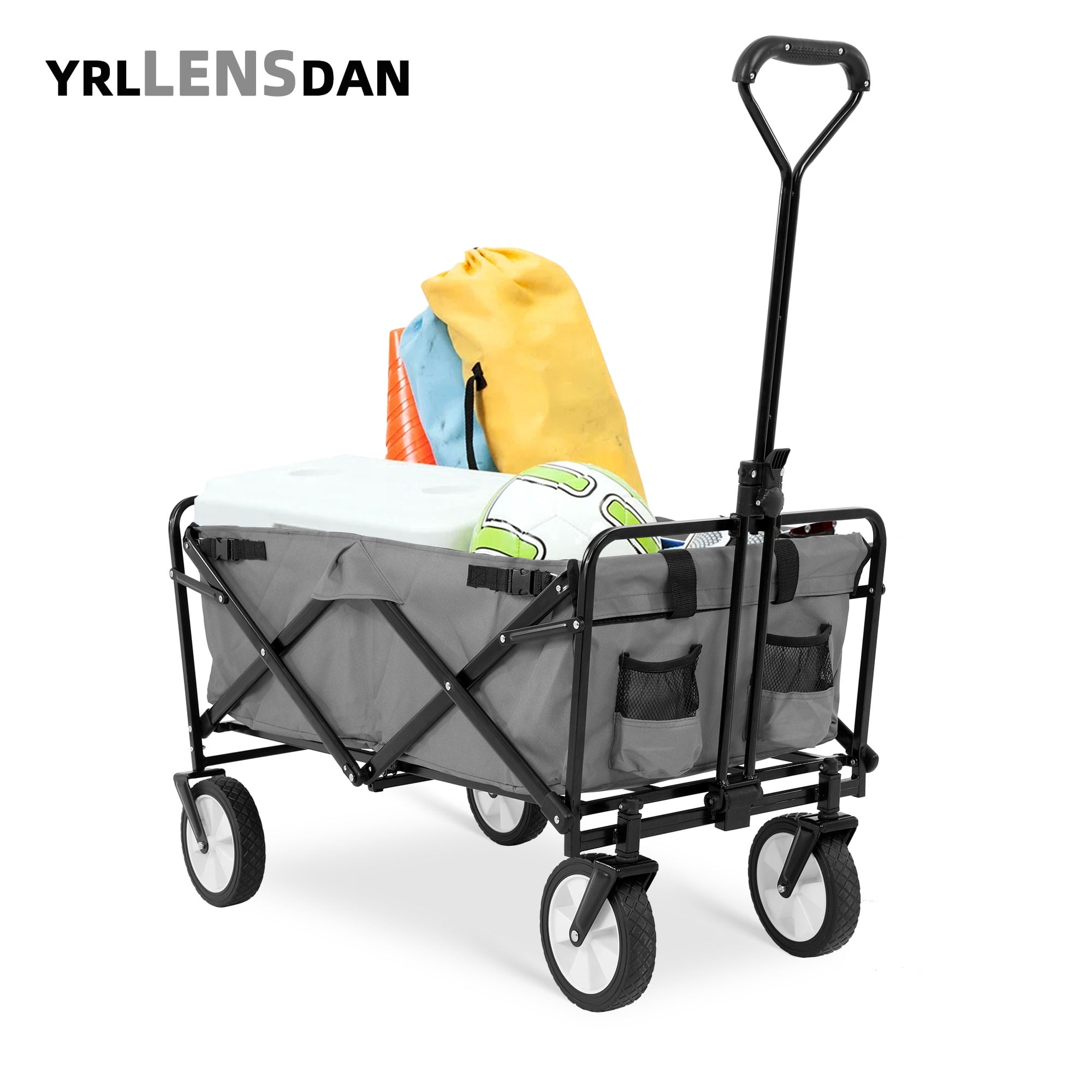 YRLLENSDAN Folding Wagon with Wheels Foldable Wagon Grocery Wagon ...