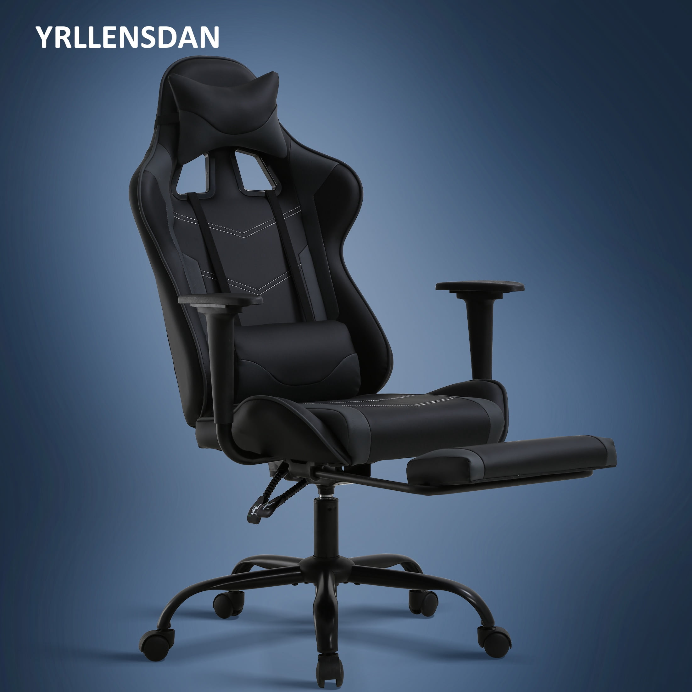 YRLLENSDAN Gaming Chair with Footrest & Adjustable Headrest for Adults ...