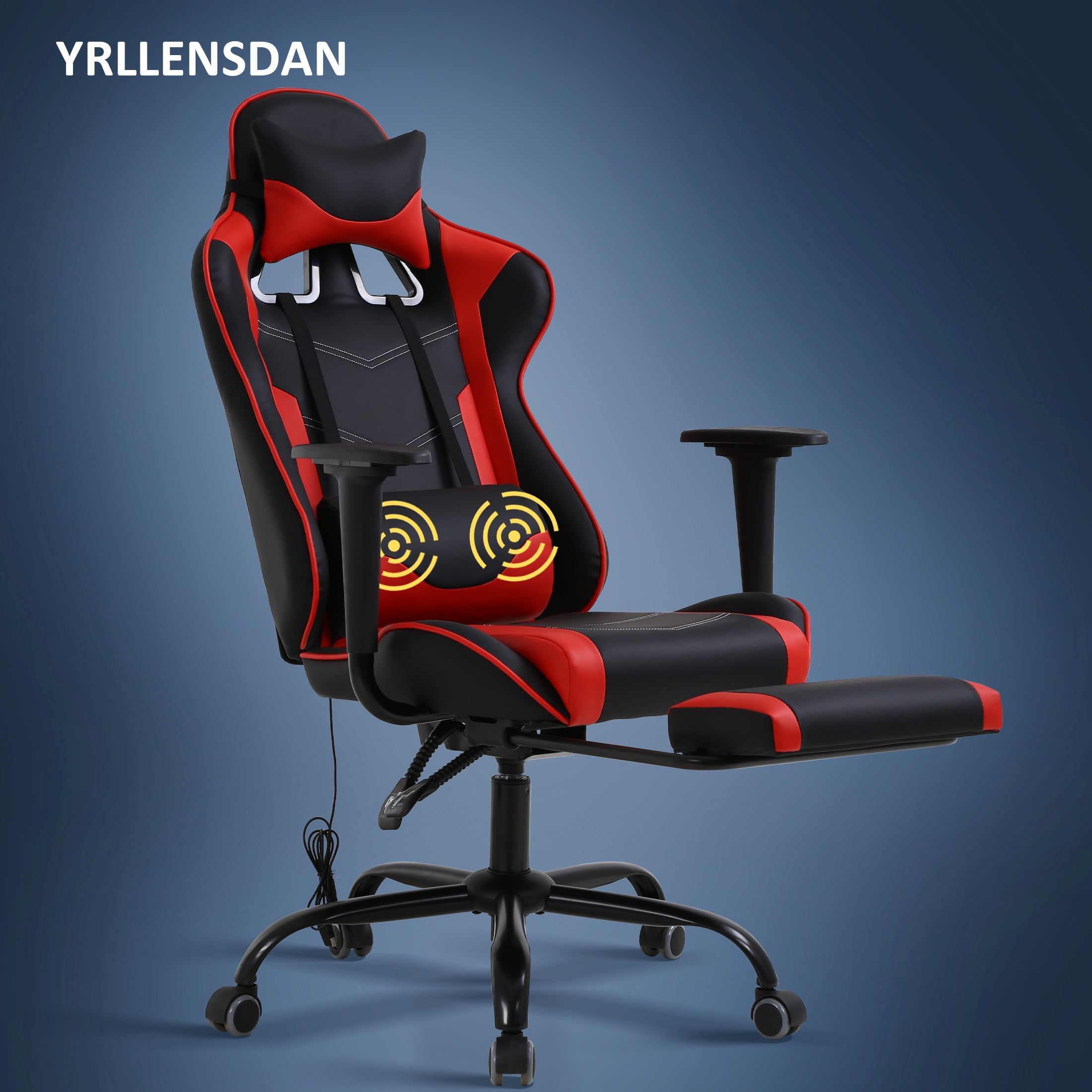 YRLLENSDAN Gaming Chair with Footrest & Adjustable Headrest for Adults ...
