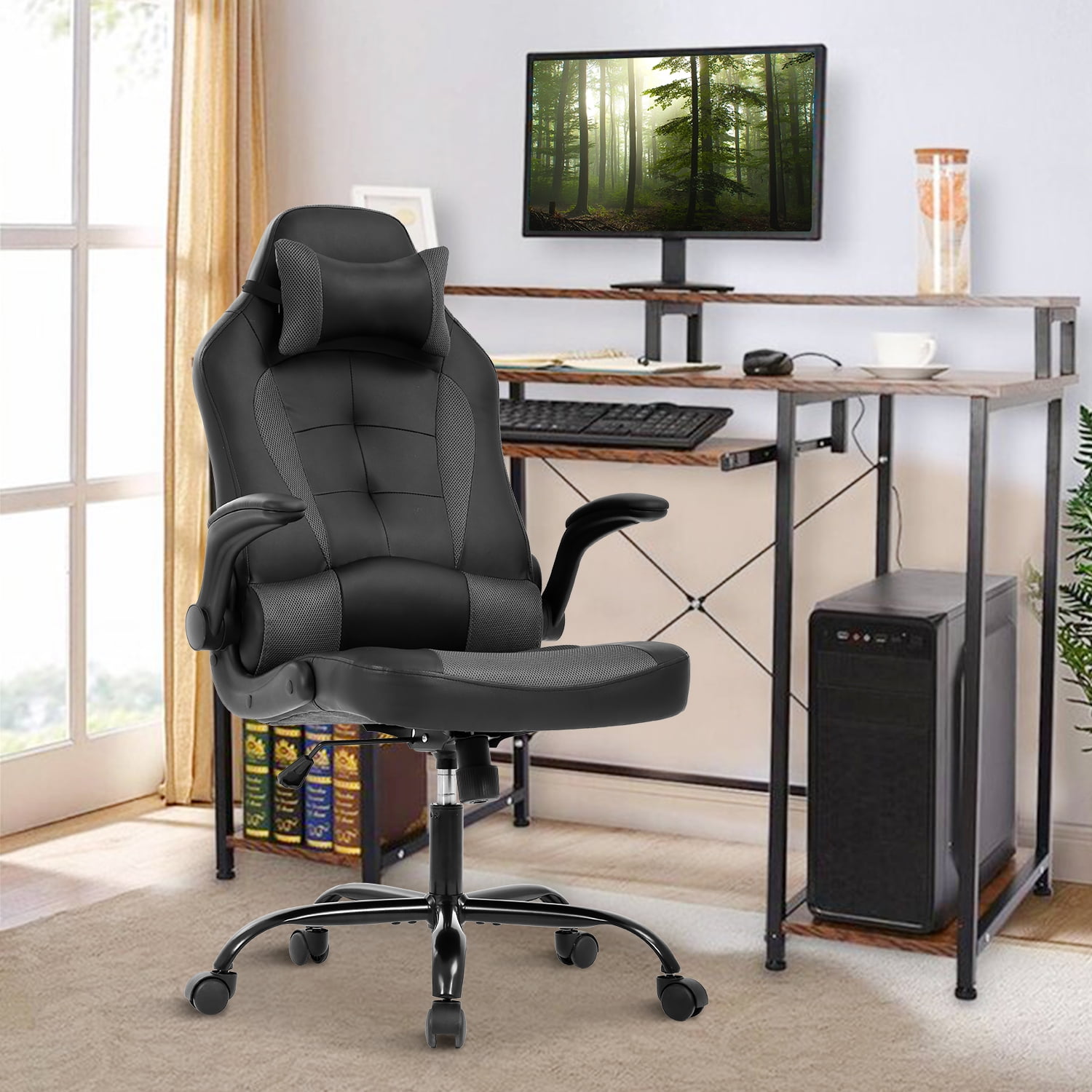 YRLLENSDAN Gaming Chair Video Game for Adults, Leather High Back ...