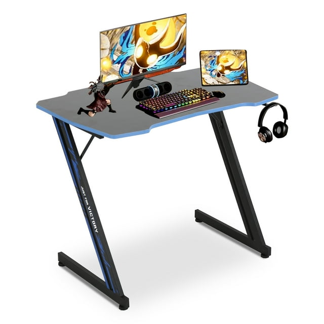 YRLLENSDAN 39in Z Shaped Gaming Desk for PC, Ergonomic Workstation with ...