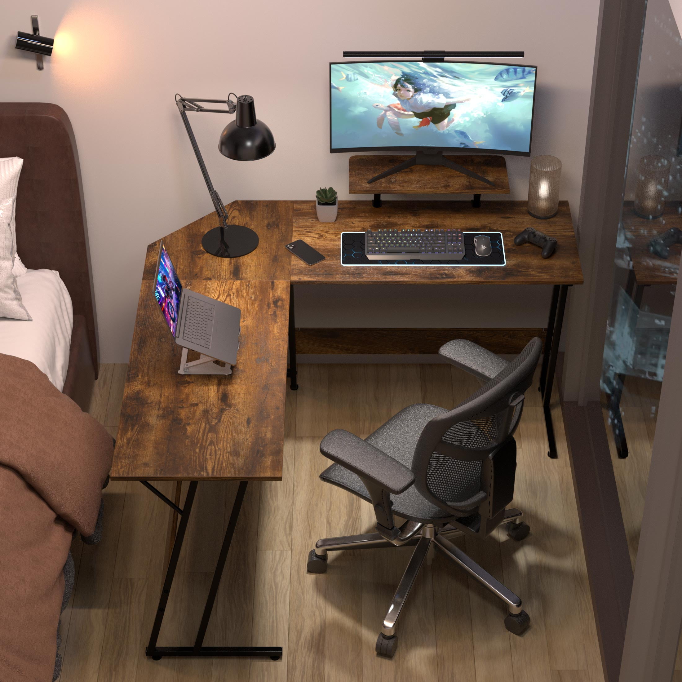 YRLLENSDAN L Shape Gaming Desk Table, 50 Inch Corner PC Gaming Desk ...