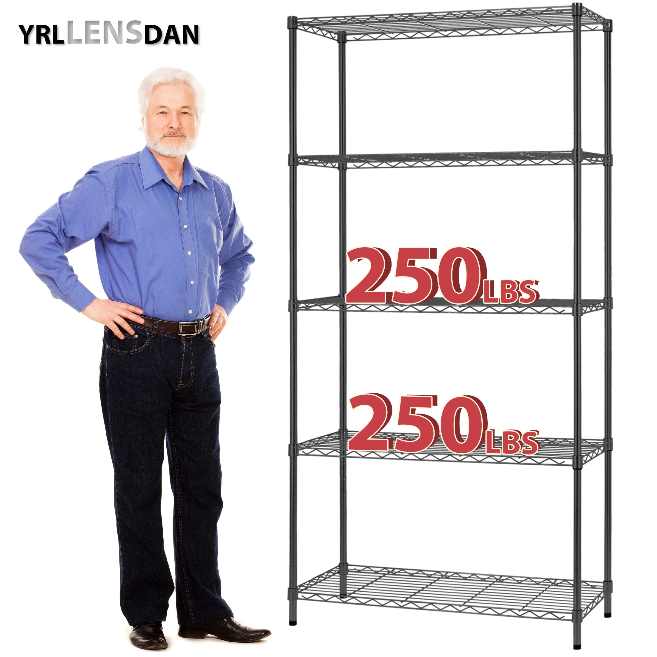 YRLLENSDAN Large Storage Shelf 5 Tier Shelving Unit 36Lx14W Height ...