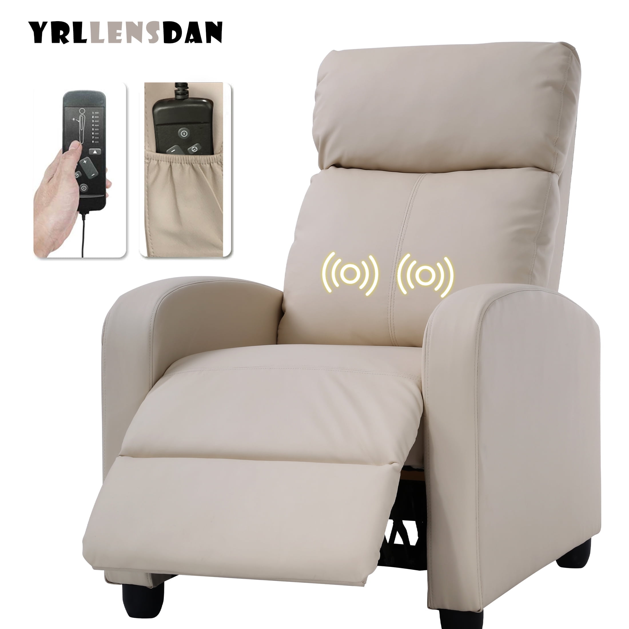 YRLLENSDAN Leather Recliner Chairs for Adults, Manual Push Back ...