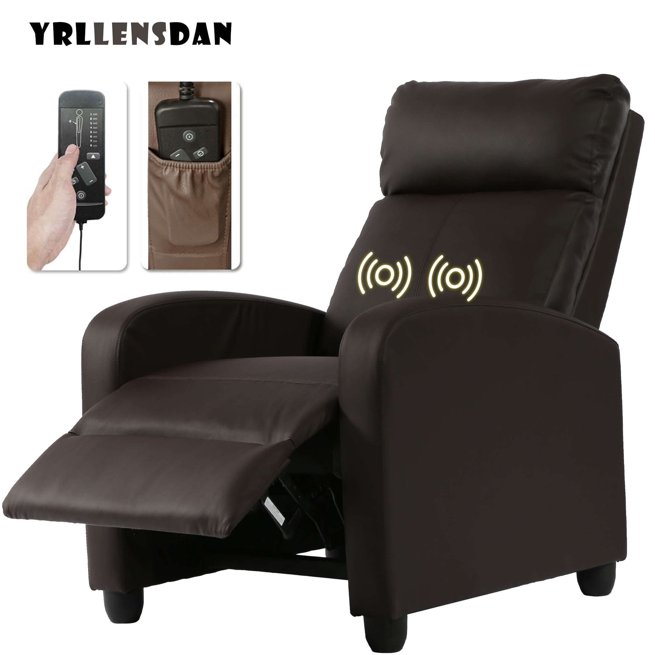 YRLLENSDAN Leather Recliner Chairs for Adults, Manual Push Back ...