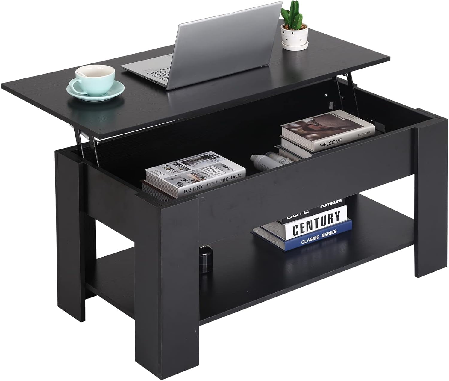 YRLLENSDAN Lift Top Coffee Table with Hidden Compartment and Open ...