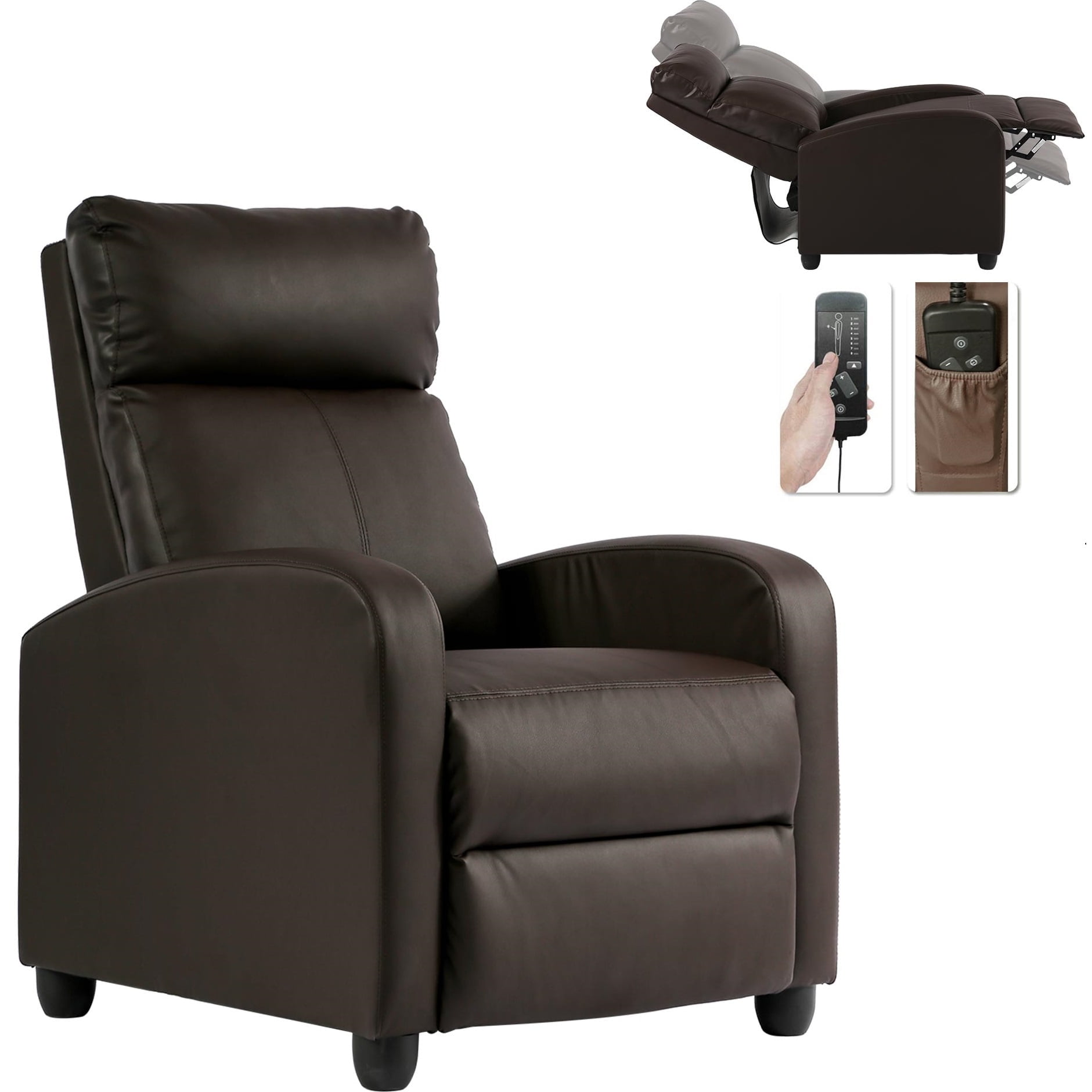 YRLLENSDAN PU Leather Adjustable Single Sofa Recliner with Massage ...