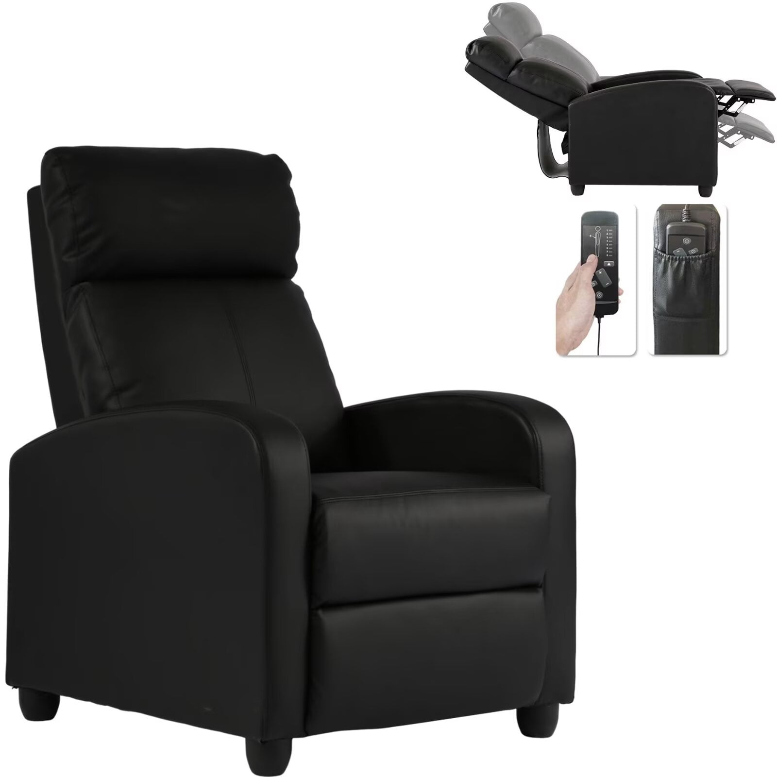 YRLLENSDAN Reclining Chair with Massage, PU Leather Sofa for Living ...