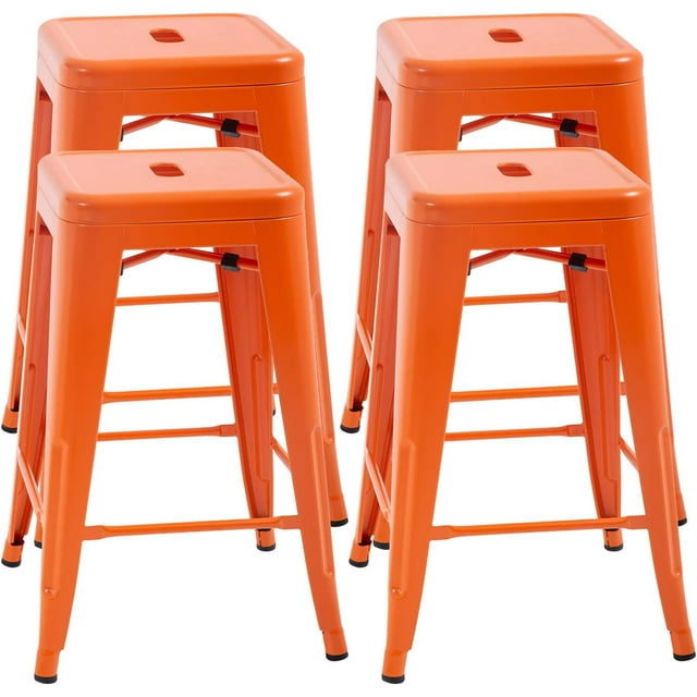 YRLLENSDAN Metal Bar Stools Set of 4 Counter Height Barstool Stackable ...