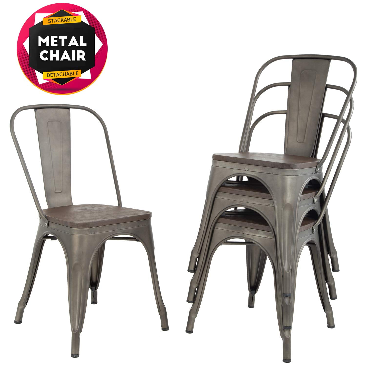 YRLLENSDAN Metal Dining Chairs Set of 4 Patio Chairs Furniture Indoor ...