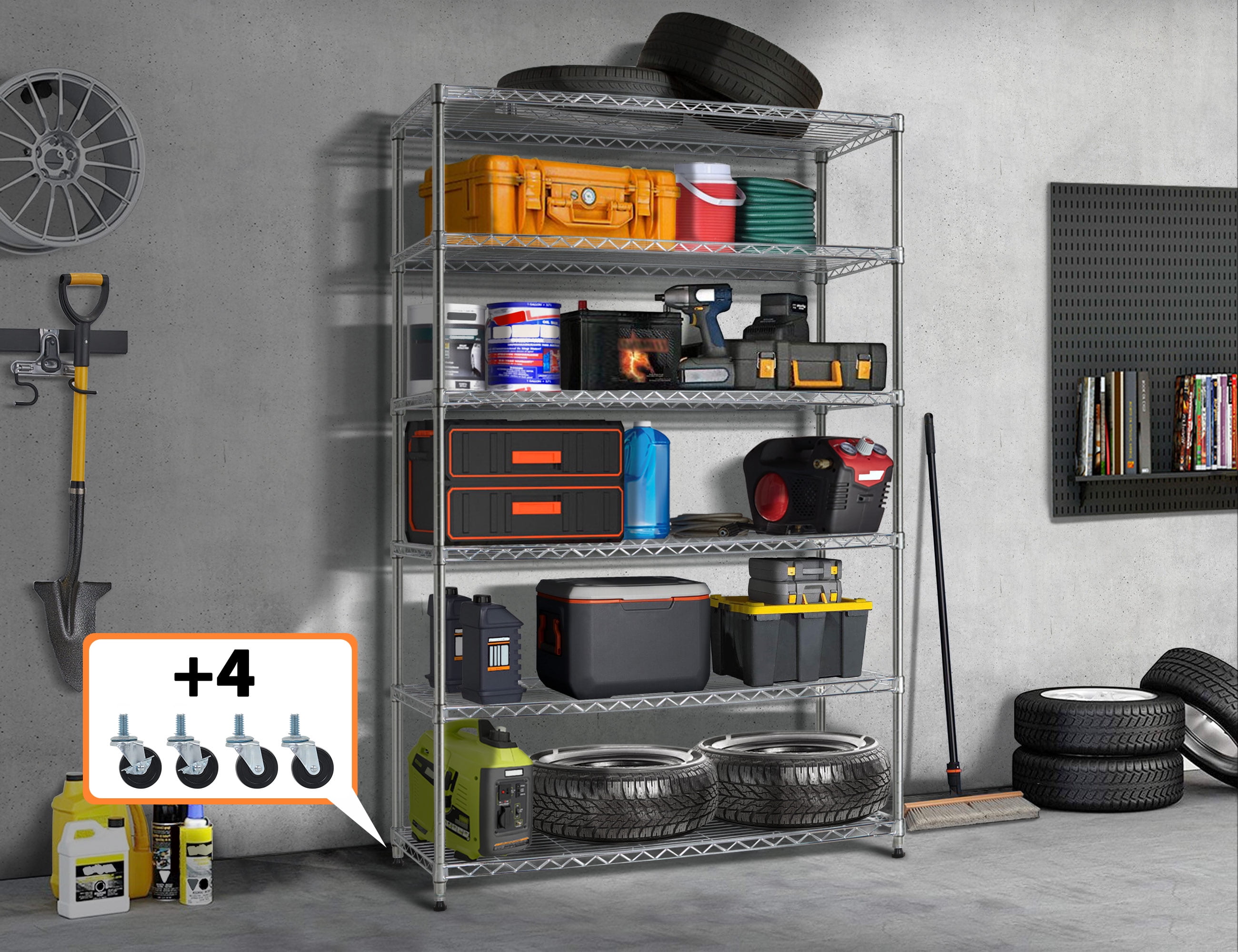 YRLLENSDAN Metal Storage Shelves for Garage, 2100Lbs Capacity Wire ...