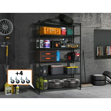 YRLLENSDAN 6000LBS Garage Shelves, 6-Tier Adjustable Steel Shelf on ...